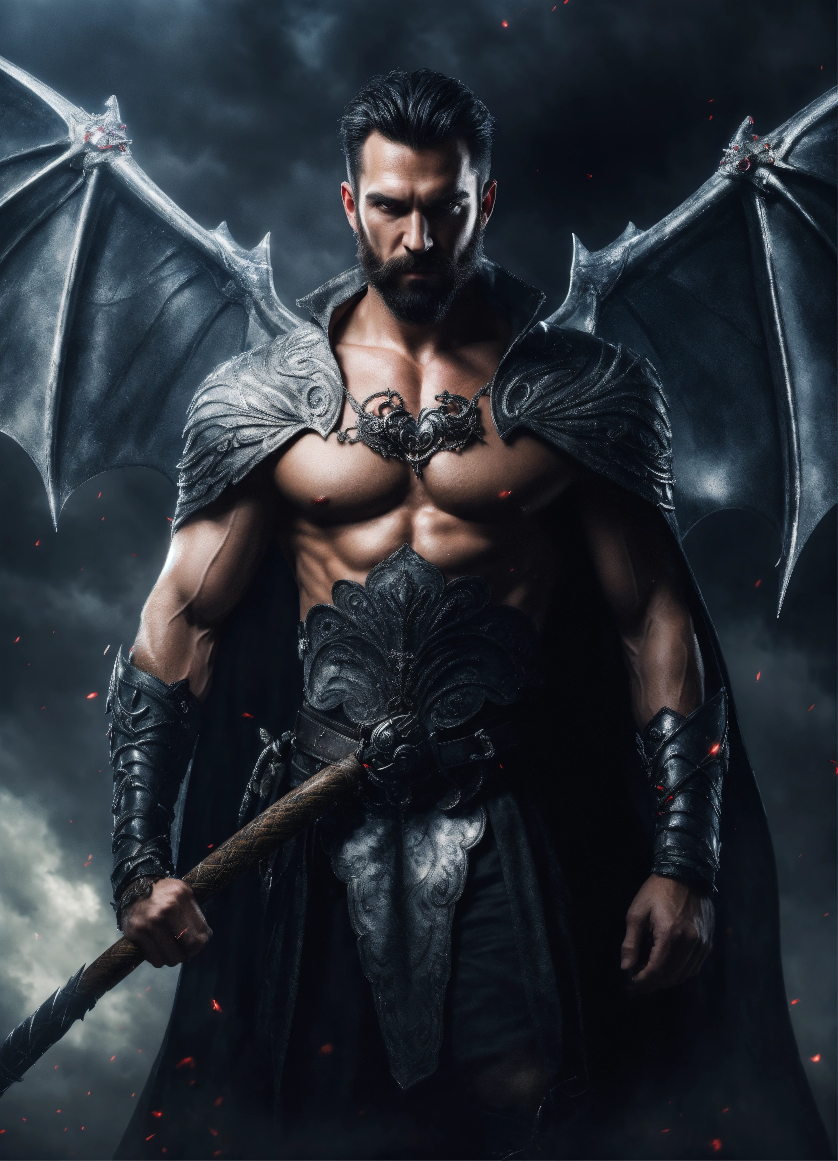 Lexica - Full body strong muscular evil vampire man with beard ...