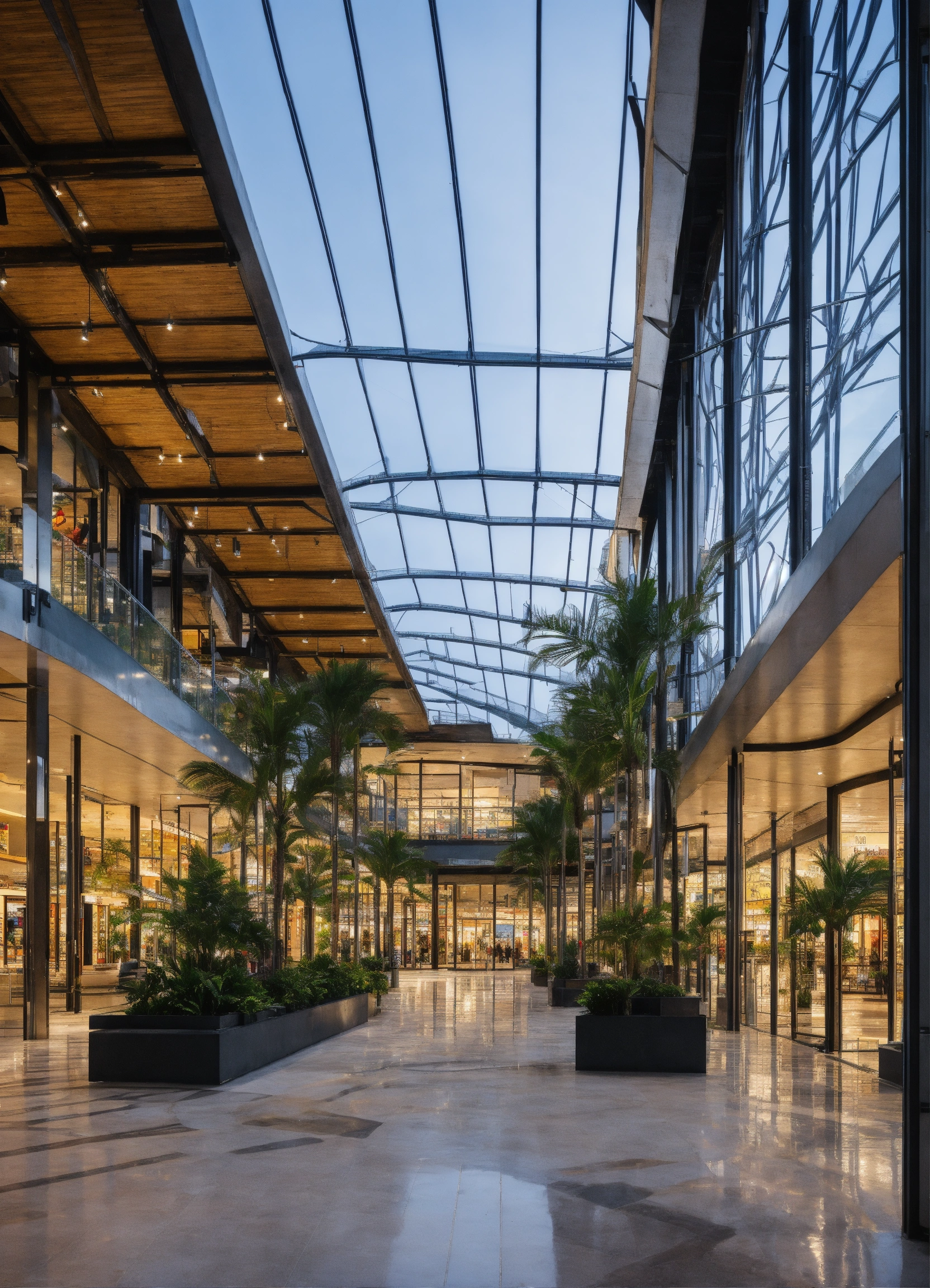 Lexica - A L shaped shopping mall steel structure with palm trees ...