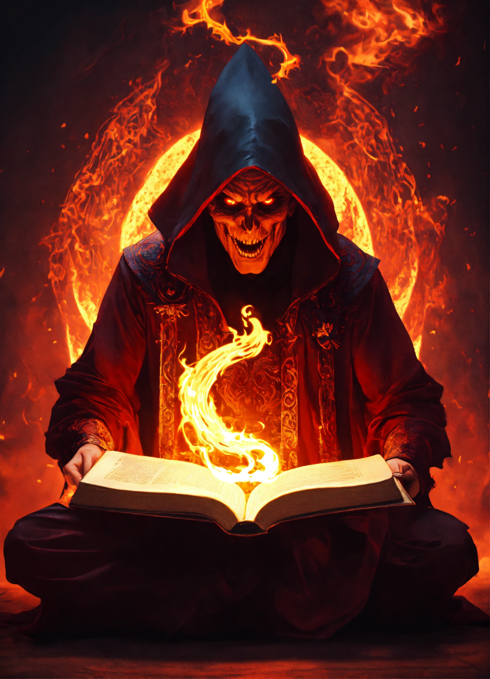 Lexica - Evil sorcerer summoning Satan using a book. Evil vibes. Scary ...