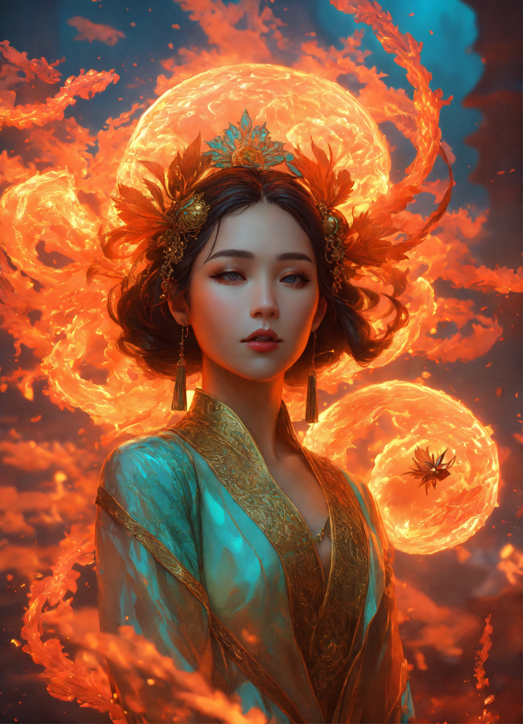 Lexica - Fire nymphs, asian goddess, intricate fashion, aether ...