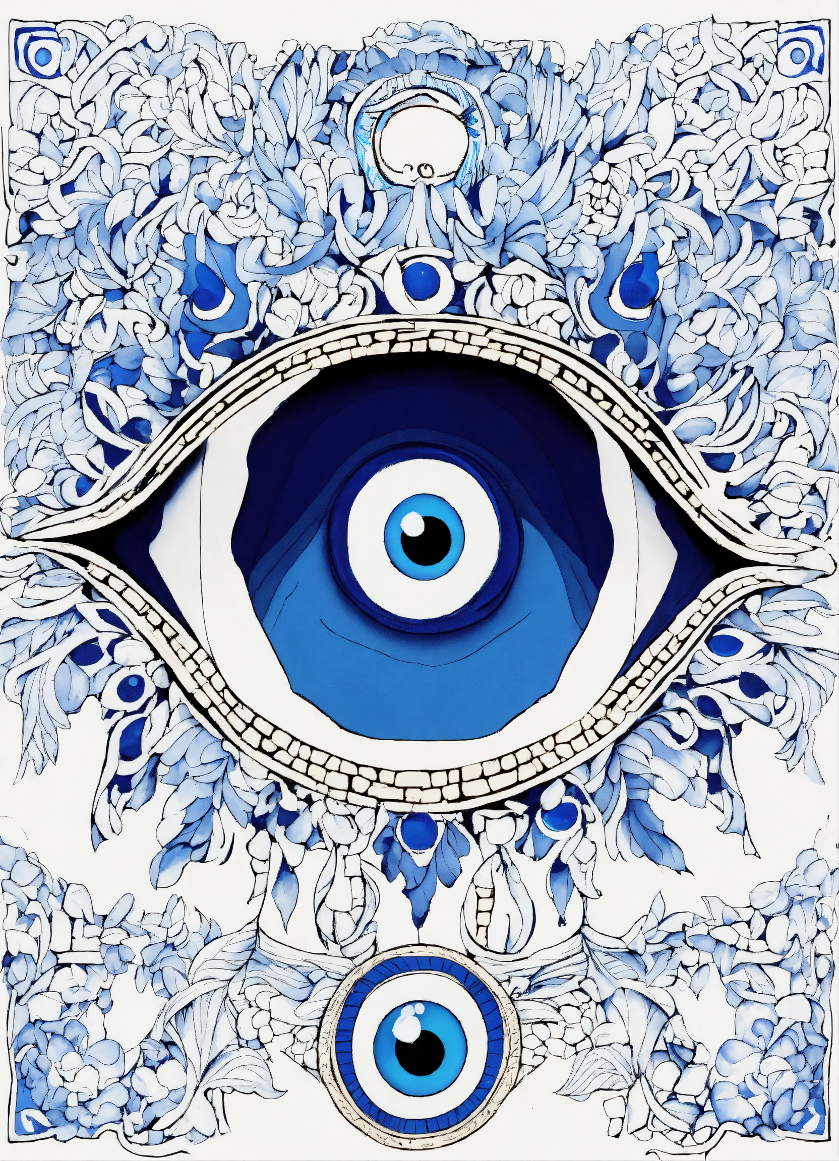 Lexica - Colouring book image of Greek protective evil eye (blue) with ...