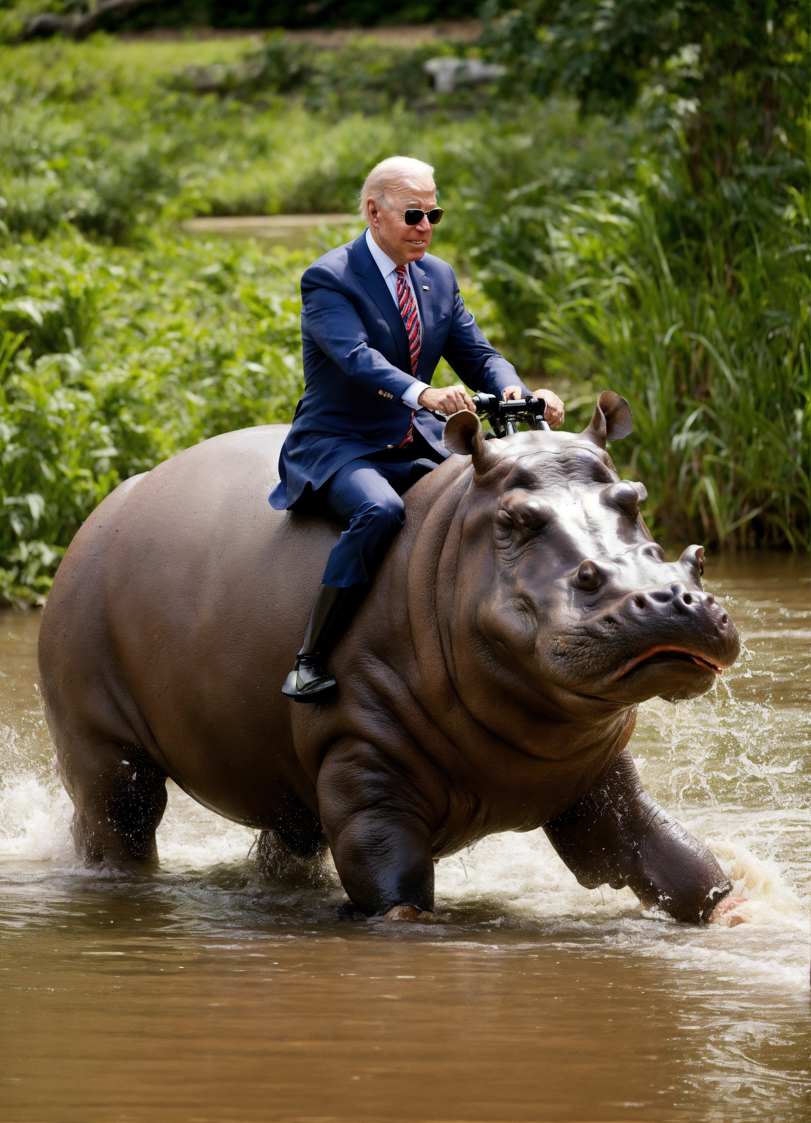 Lexica - Joe biden riding a hippo