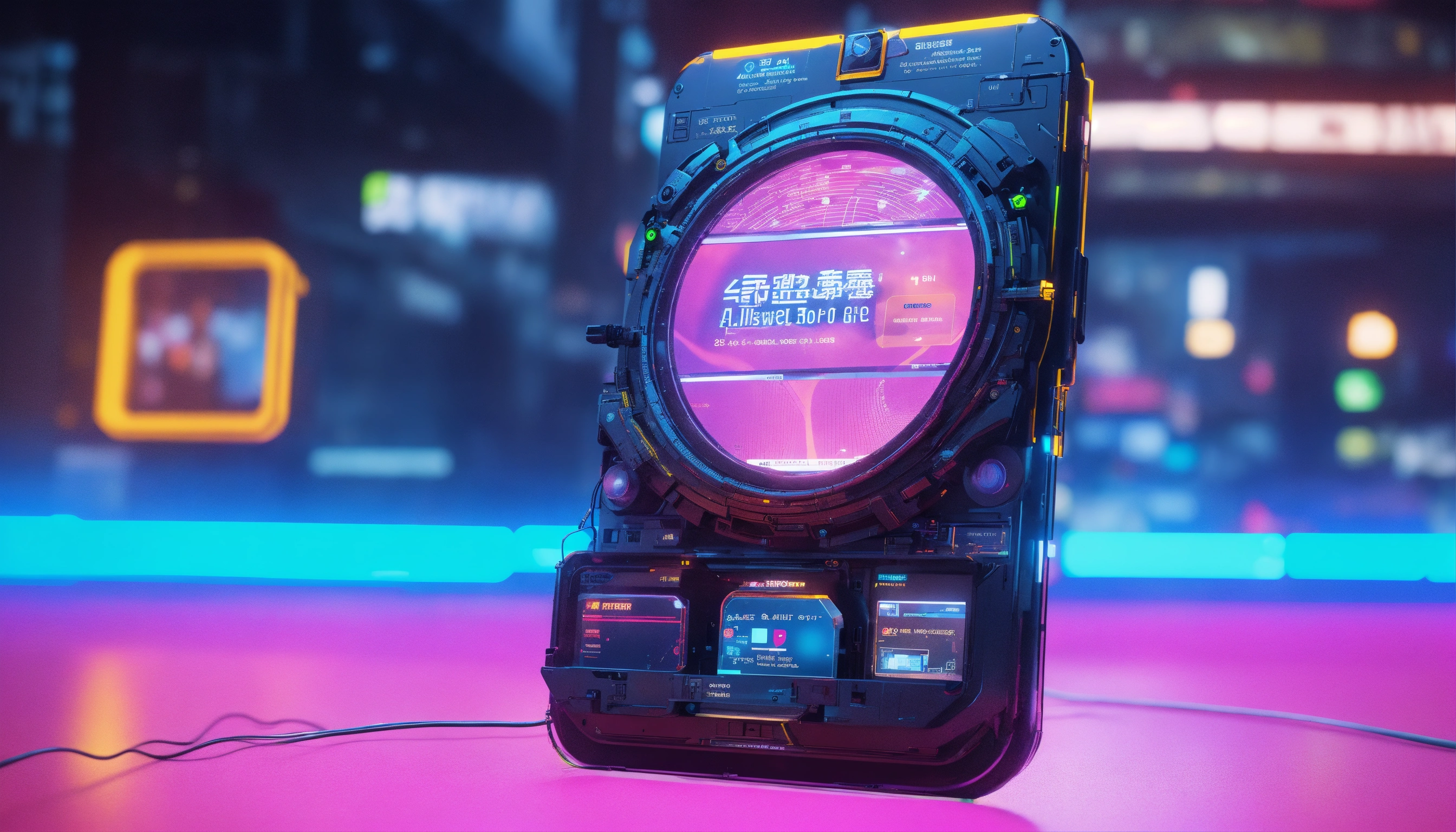 Lexica - Flying ads widget, cyberpunk style, ultra detailed, 4k