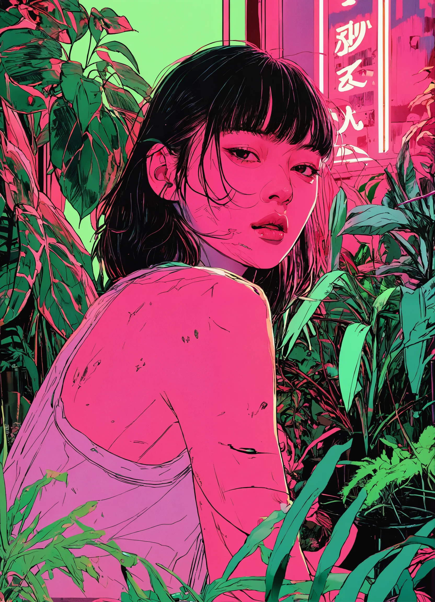 Lexica - Neon signs, Akira style, detailed line art, fine details, full ...