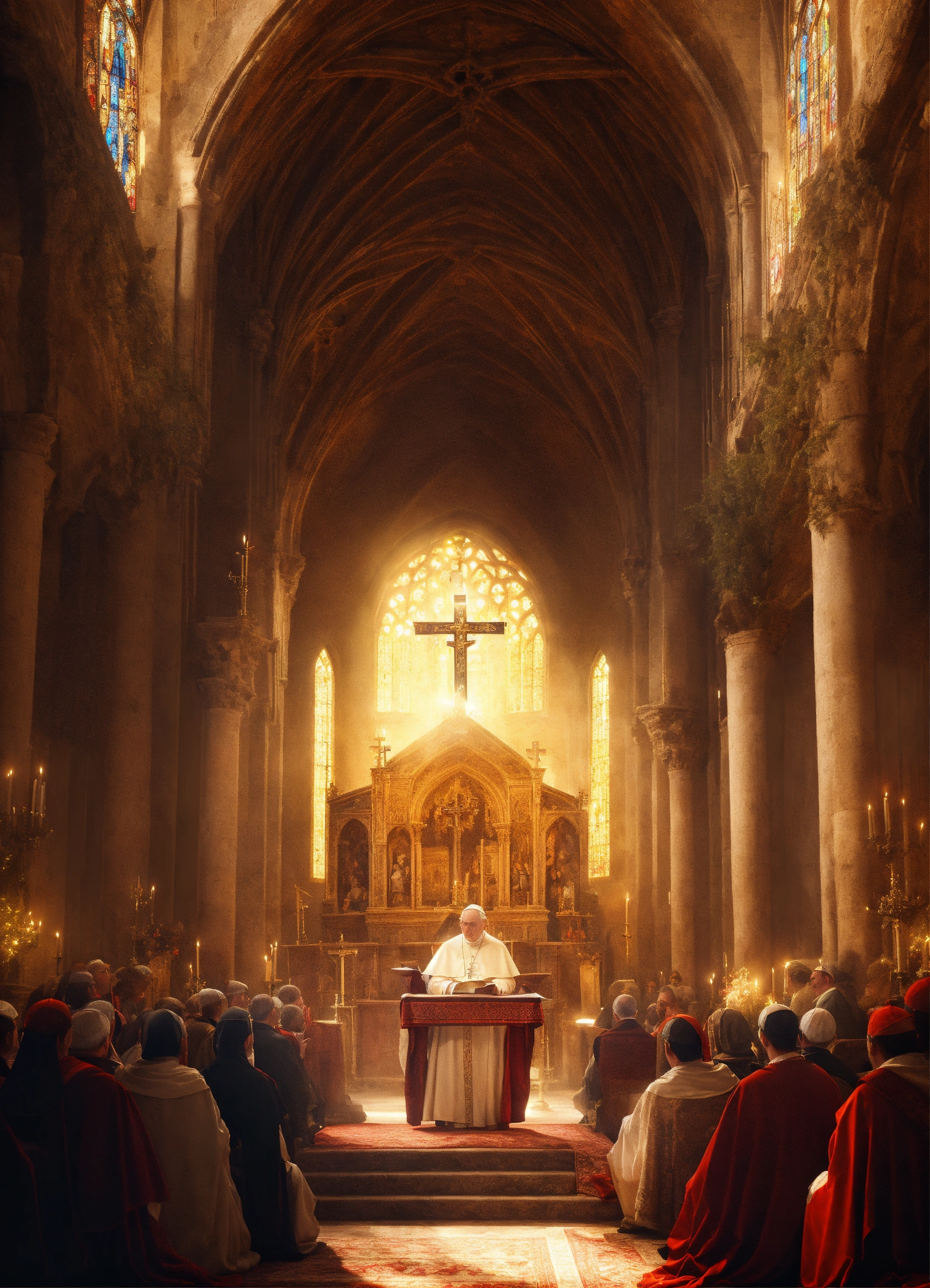 Lexica - Pope reading a gospel to a large audience. Gothic beautiful ...