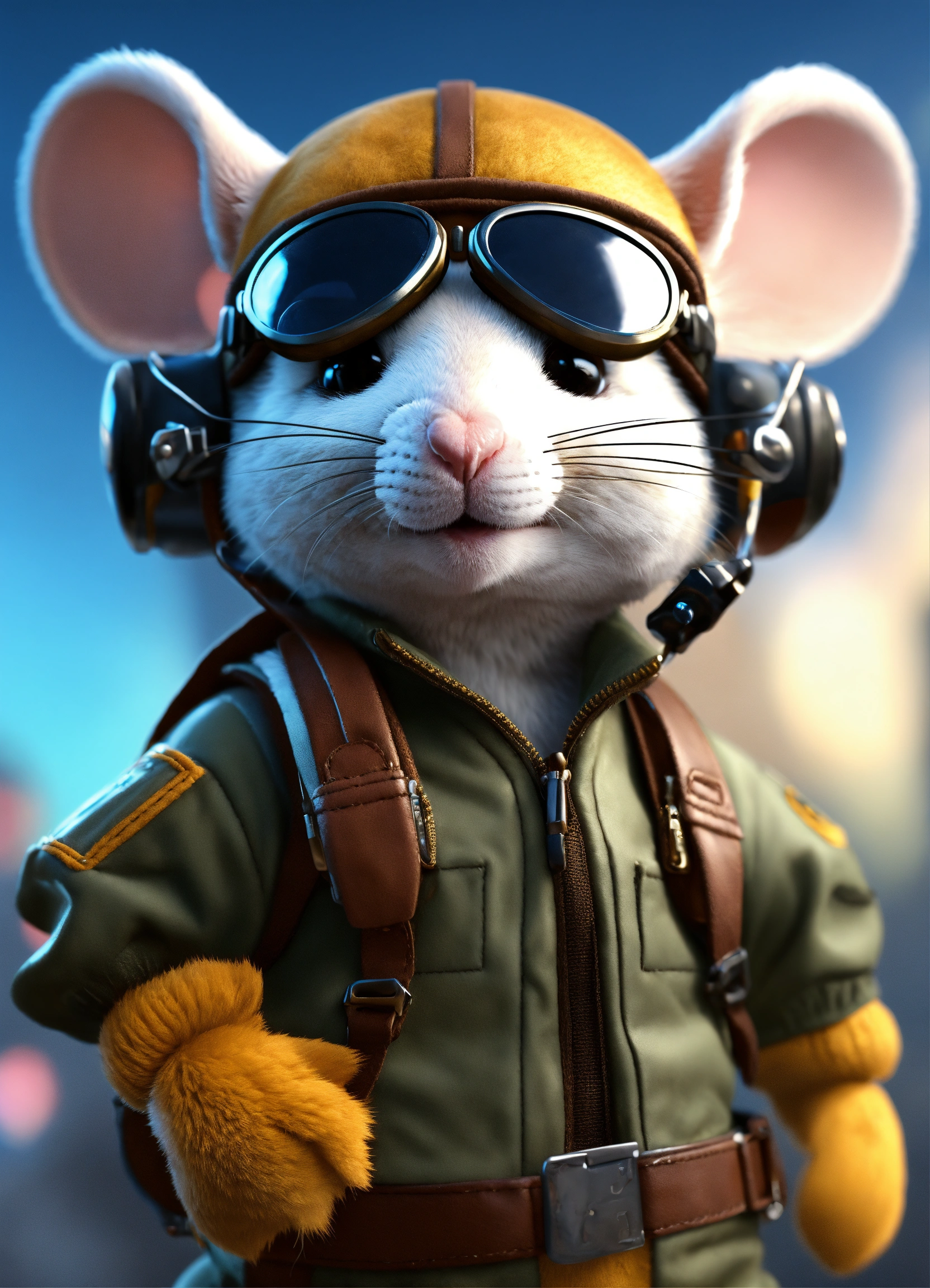 Lexica - A cute mouse pilot wearing aviator goggles, unreal engine ...
