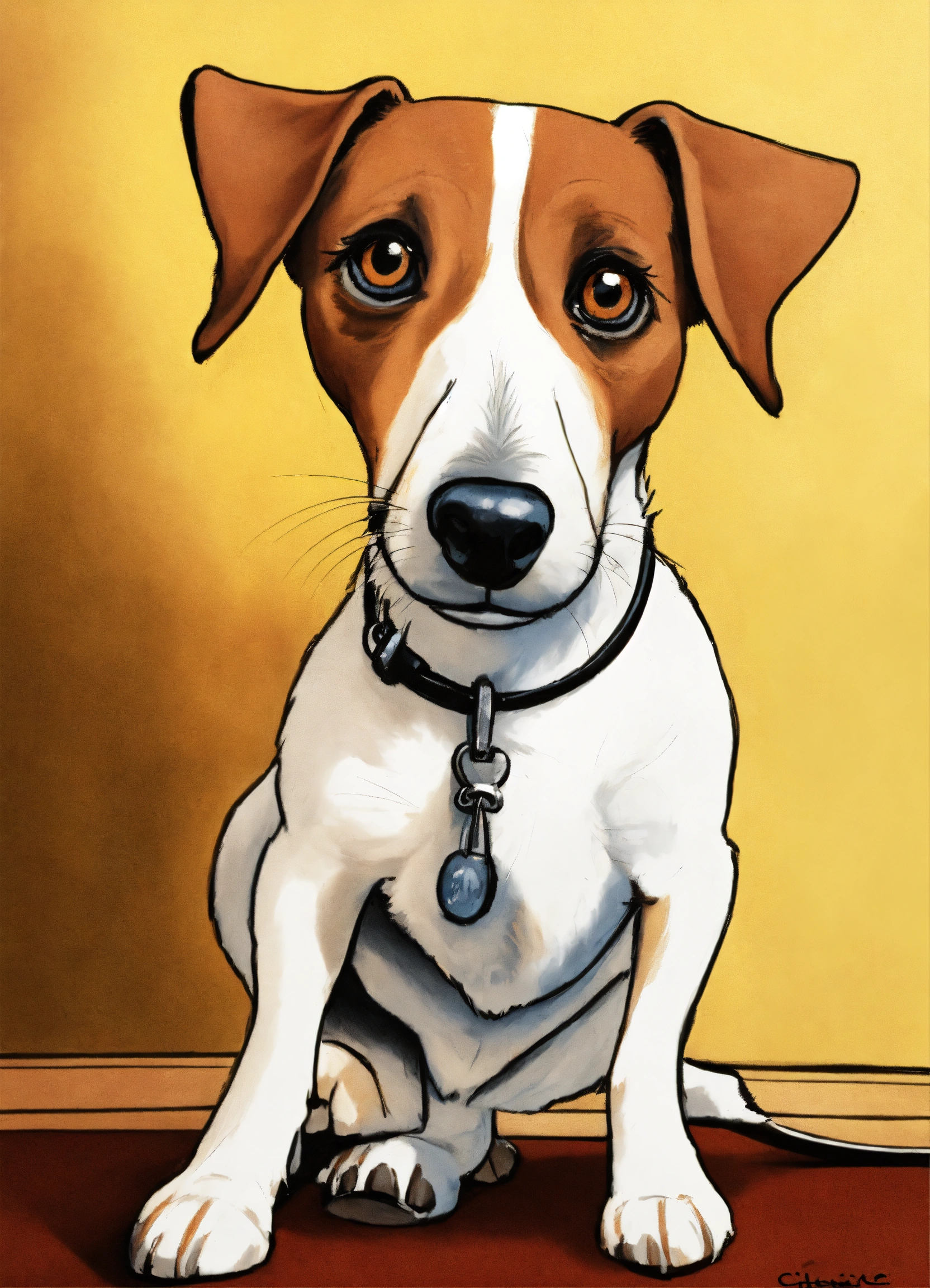 Lexica - A cartoon caricature drawing ,of a life like Jack Russell ...