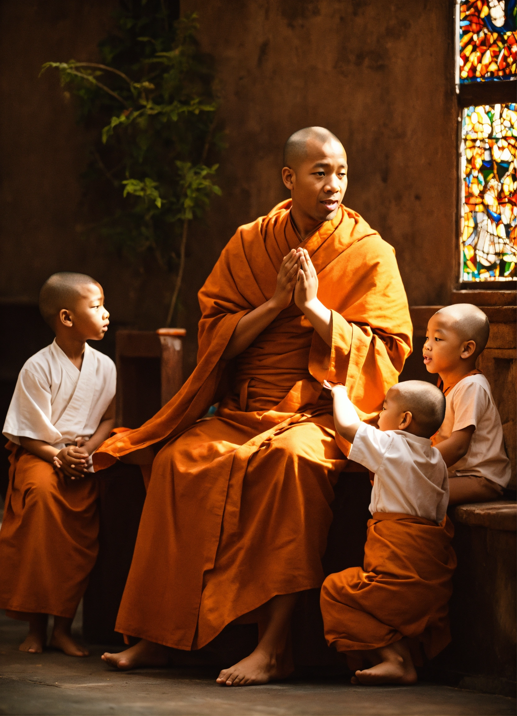 Lexica - Monk preaching young children lessons