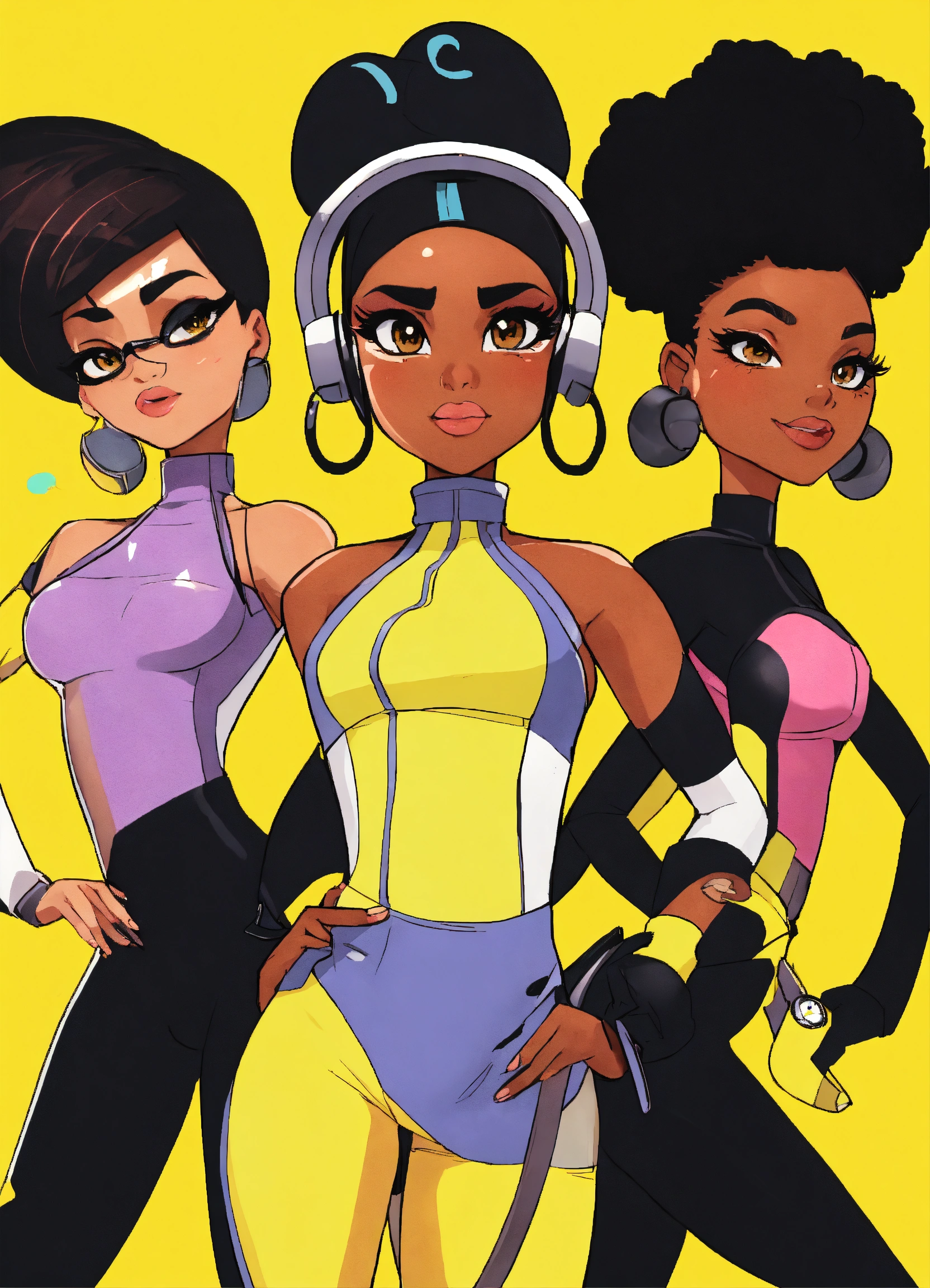 Lexica - Create a playful power puff girl inspired 4 black female ...