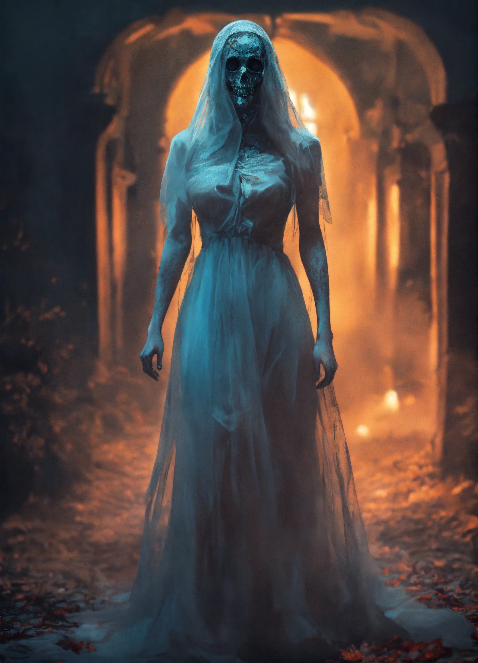 Lexica - Scary creepy ghost with beautiful eyes, full body muscular