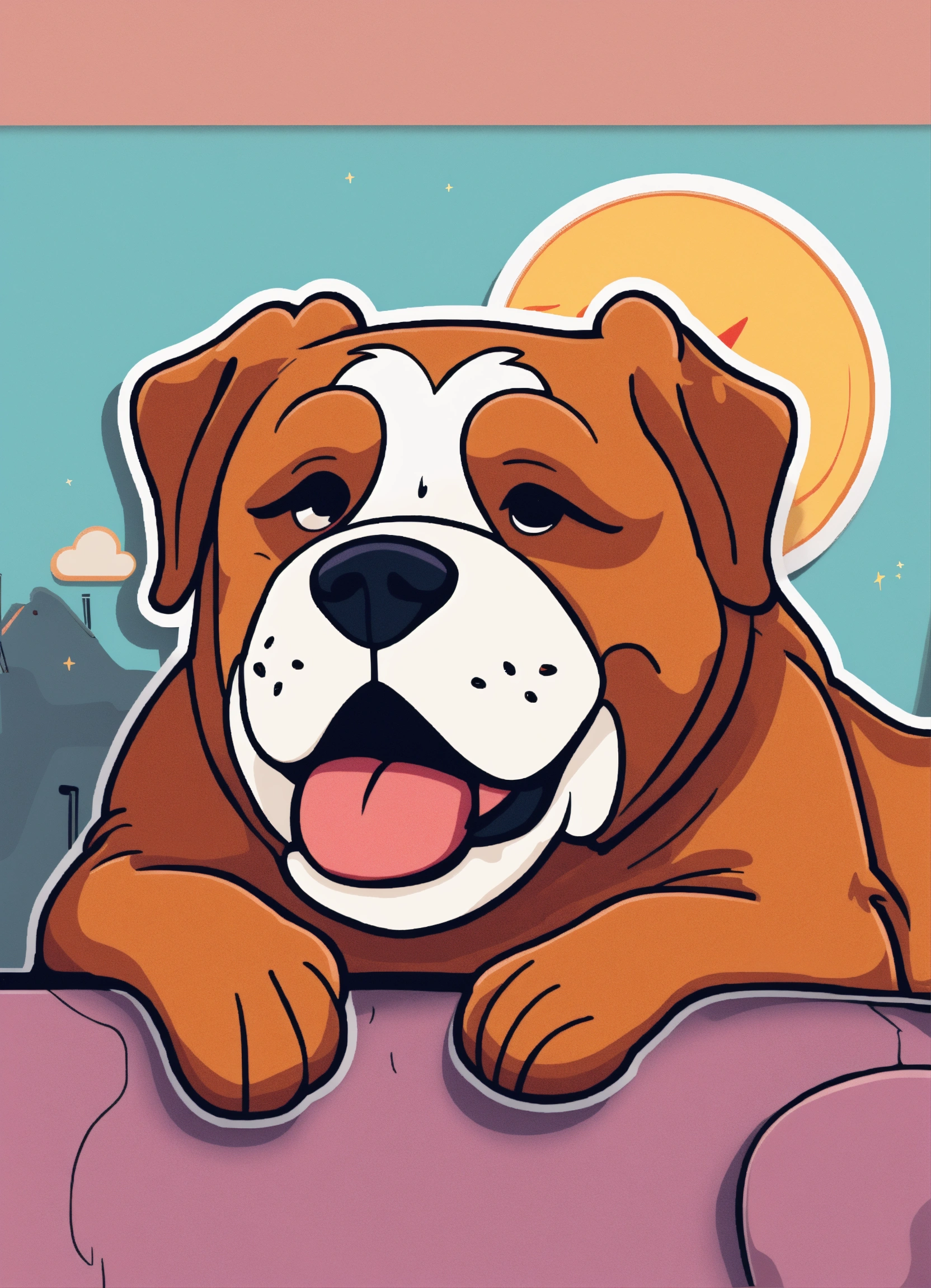 Lexica - A die cut sticker of lazy and sleepy big dog in the style of pixar