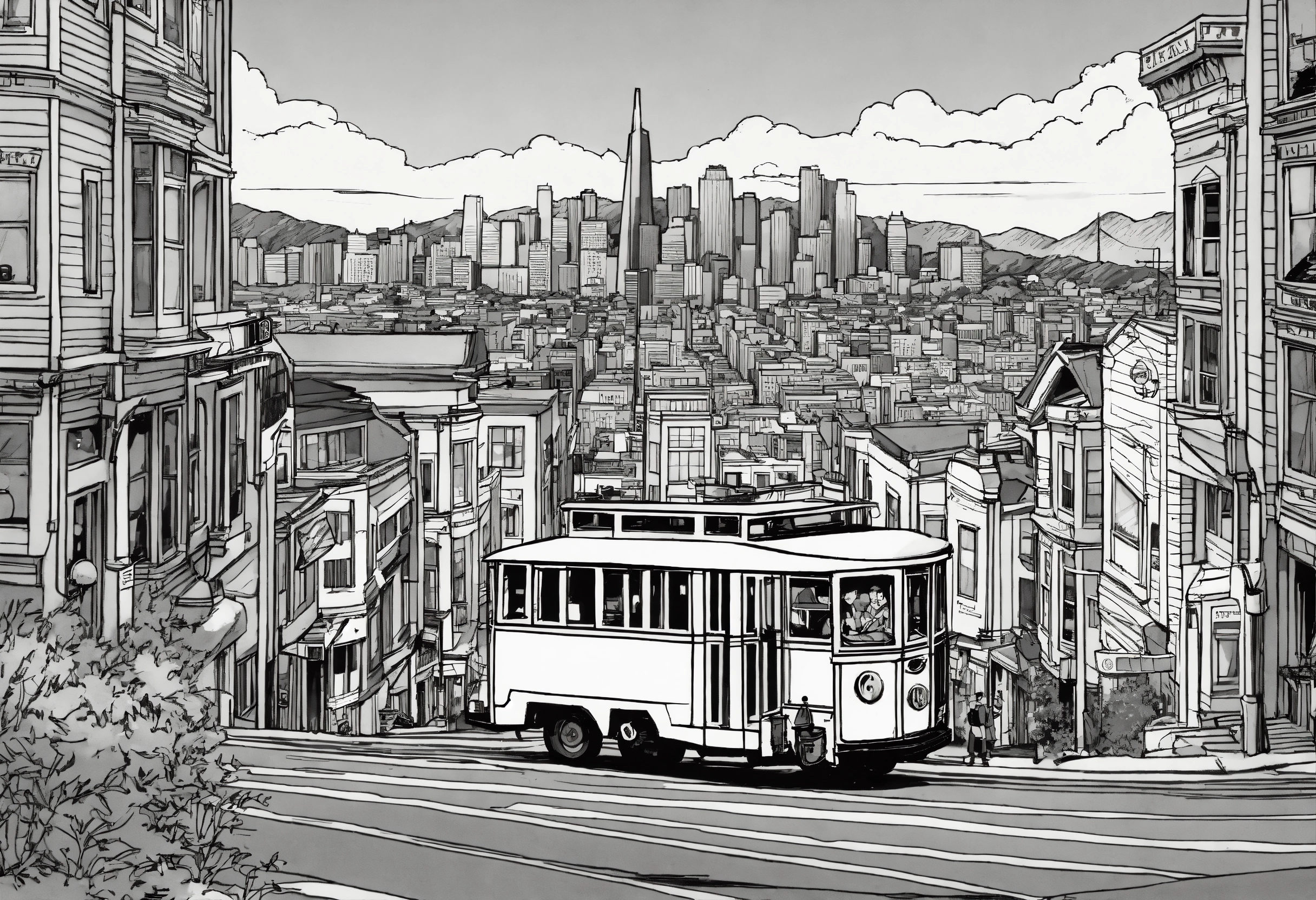 Lexica - Beautiful San Francisco, illustrated by hedge, style of tin tin comics, pen and ink ...