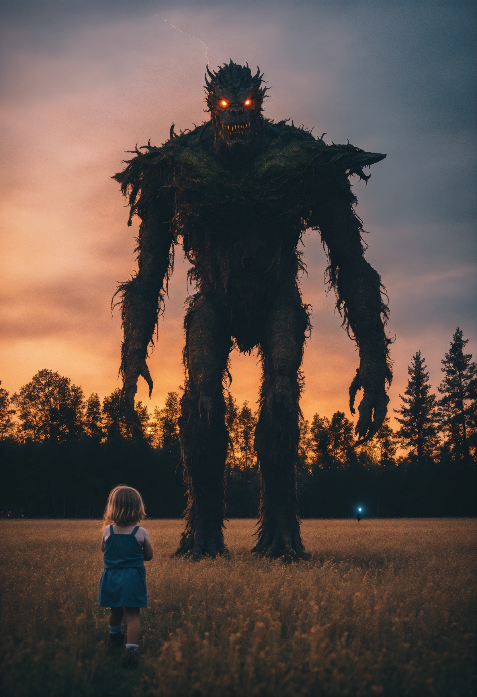 Lexica - Terrifying gigantic humanoid monster looming over small child ...
