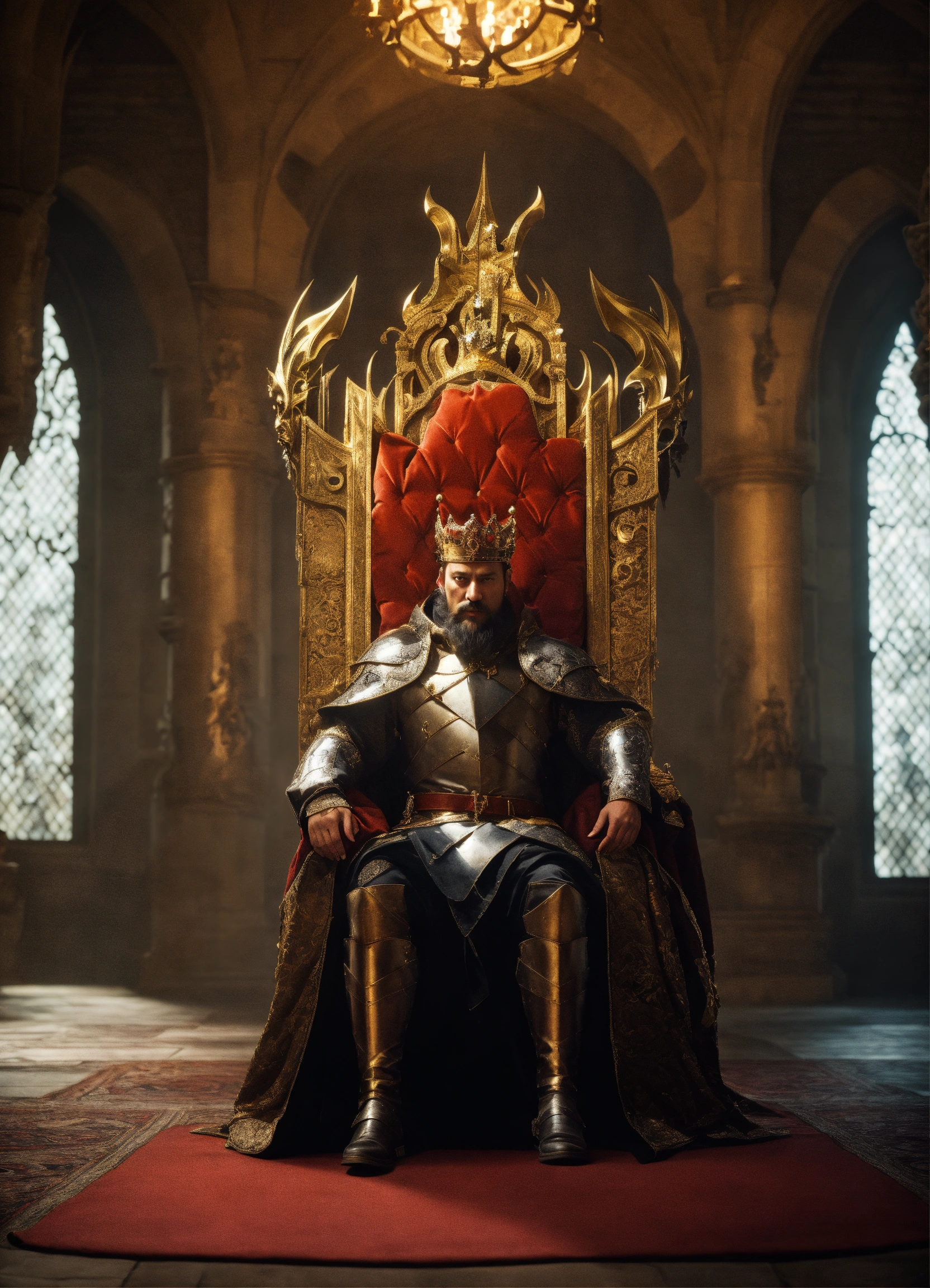 Lexica - A dragon king with crown on his head sitting on his throne in ...