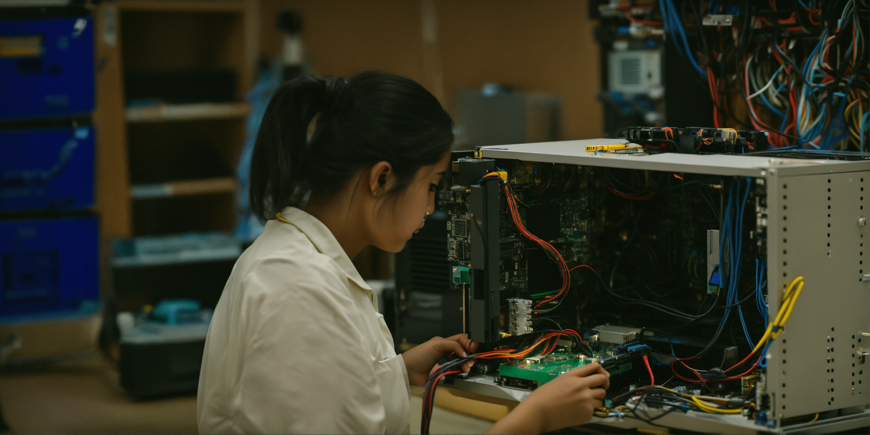 Lexica - An electronics engineer girl assembles a computer she was ...