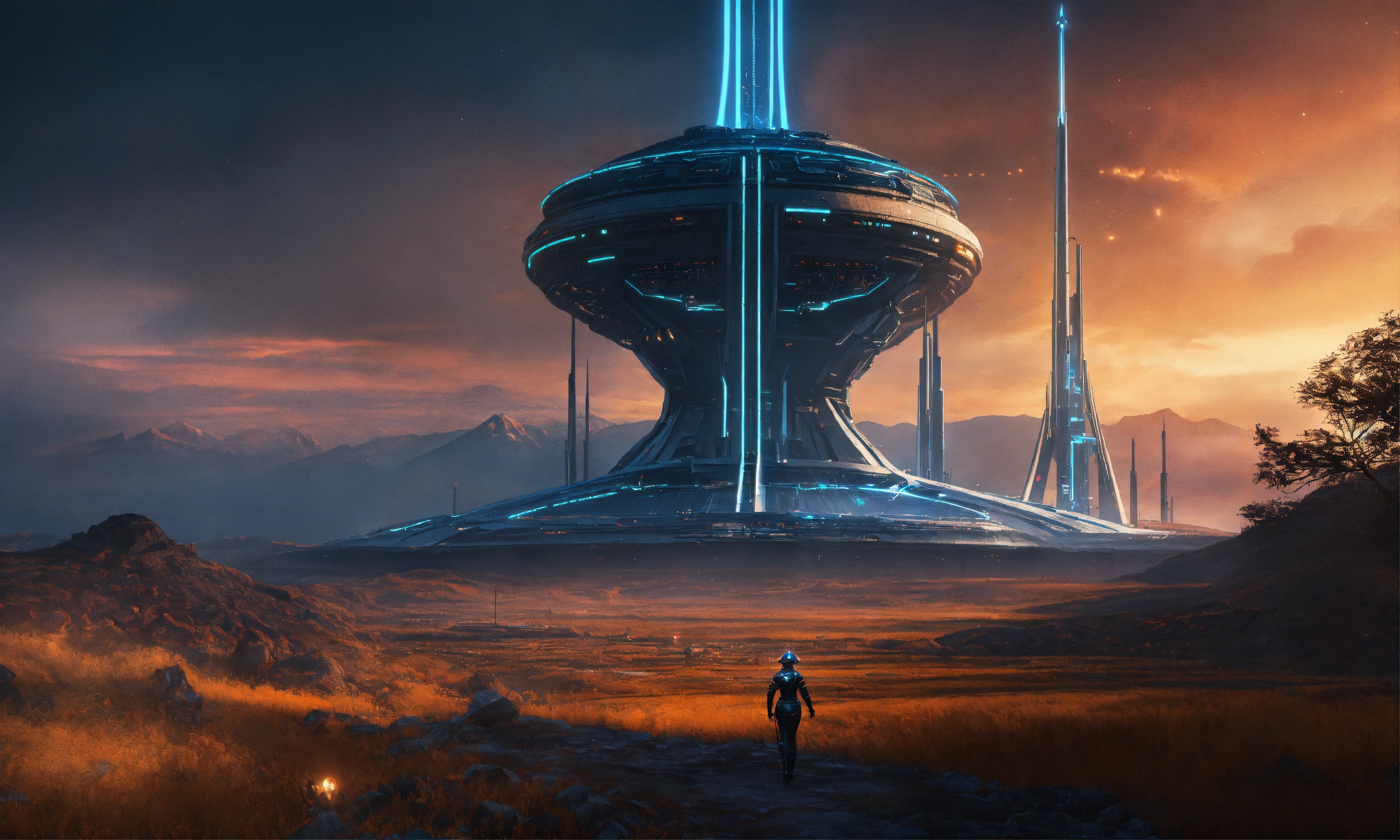 Lexica - Wide shot of the back of a female super spy wearing a tight ...