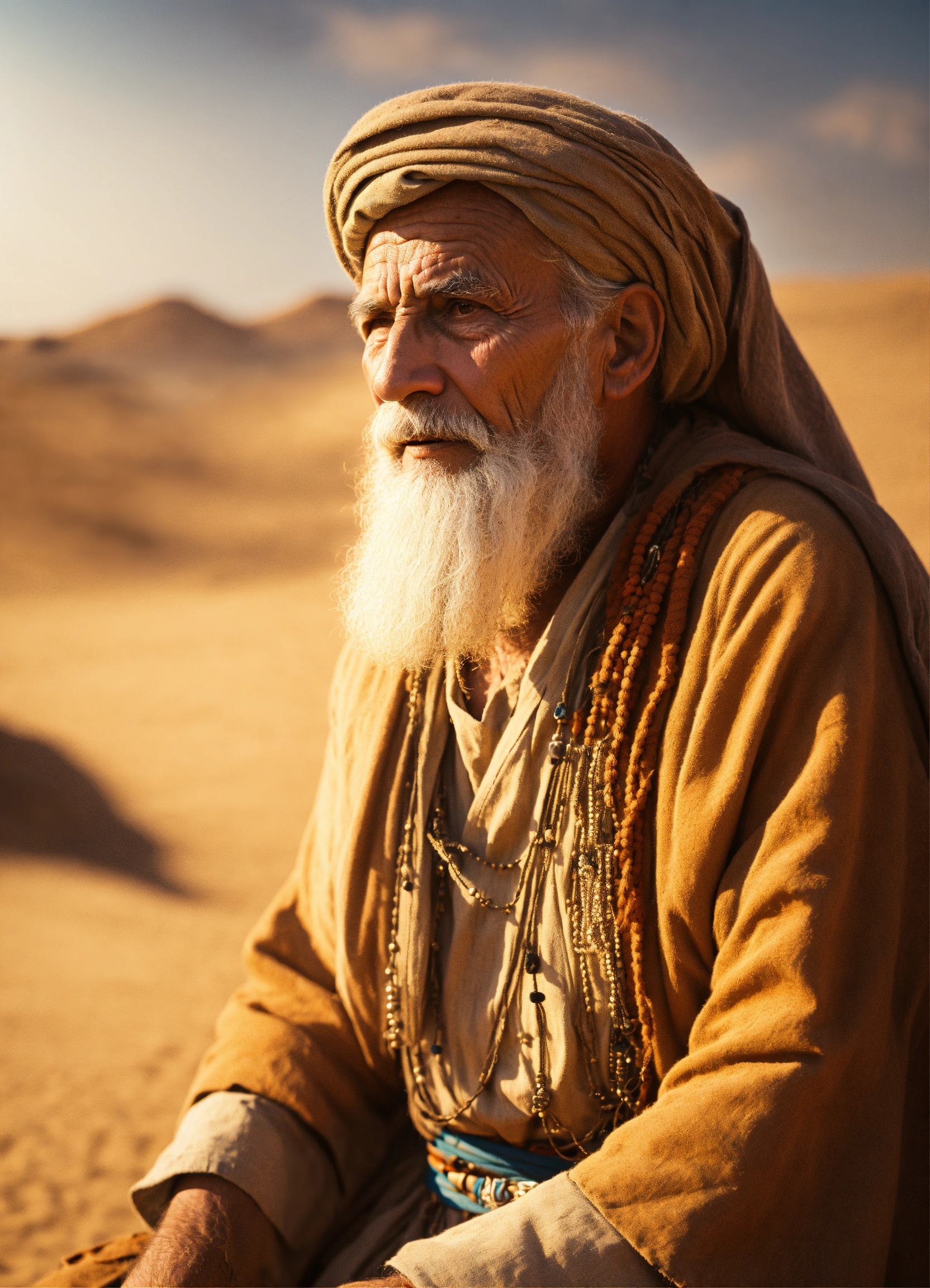 Lexica - ISRAELITE OLD MAN IN THE DESERT, DRESSED IN ANCIENT CLOTHES 4K