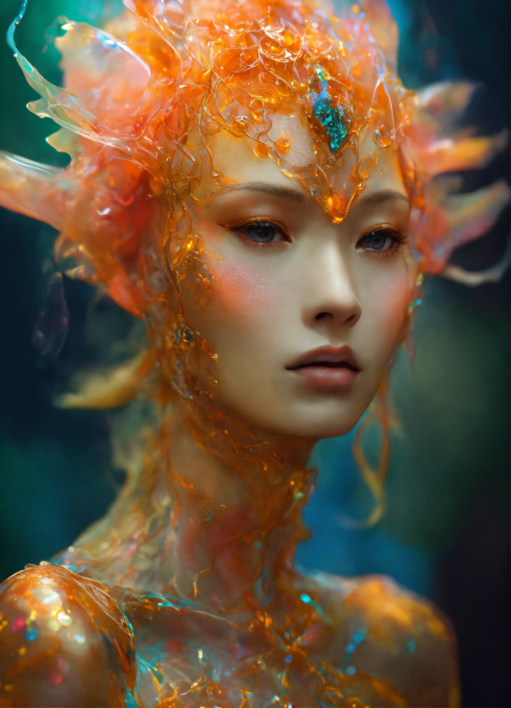 Lexica - Transparent otherworldly skin, humanoid form, luminous and ...