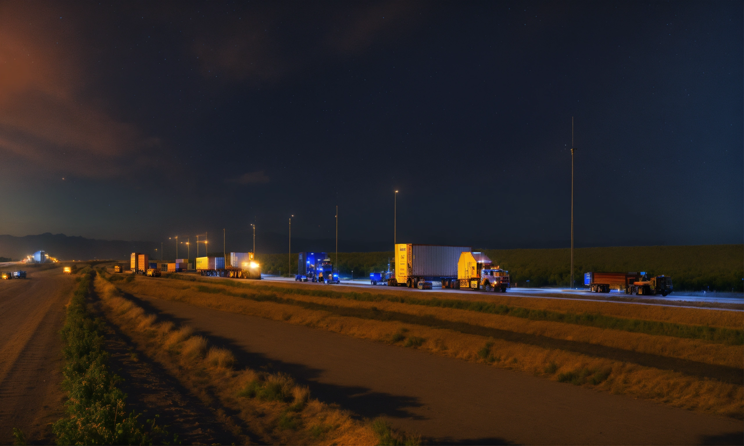 Lexica - Imagine a scene with a country border checkpoint on the left ...