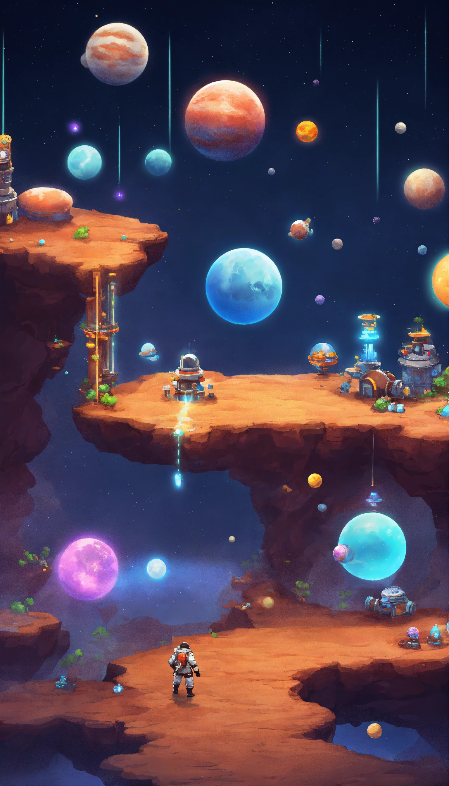 Lexica - 2d mobile platform game space with main platform