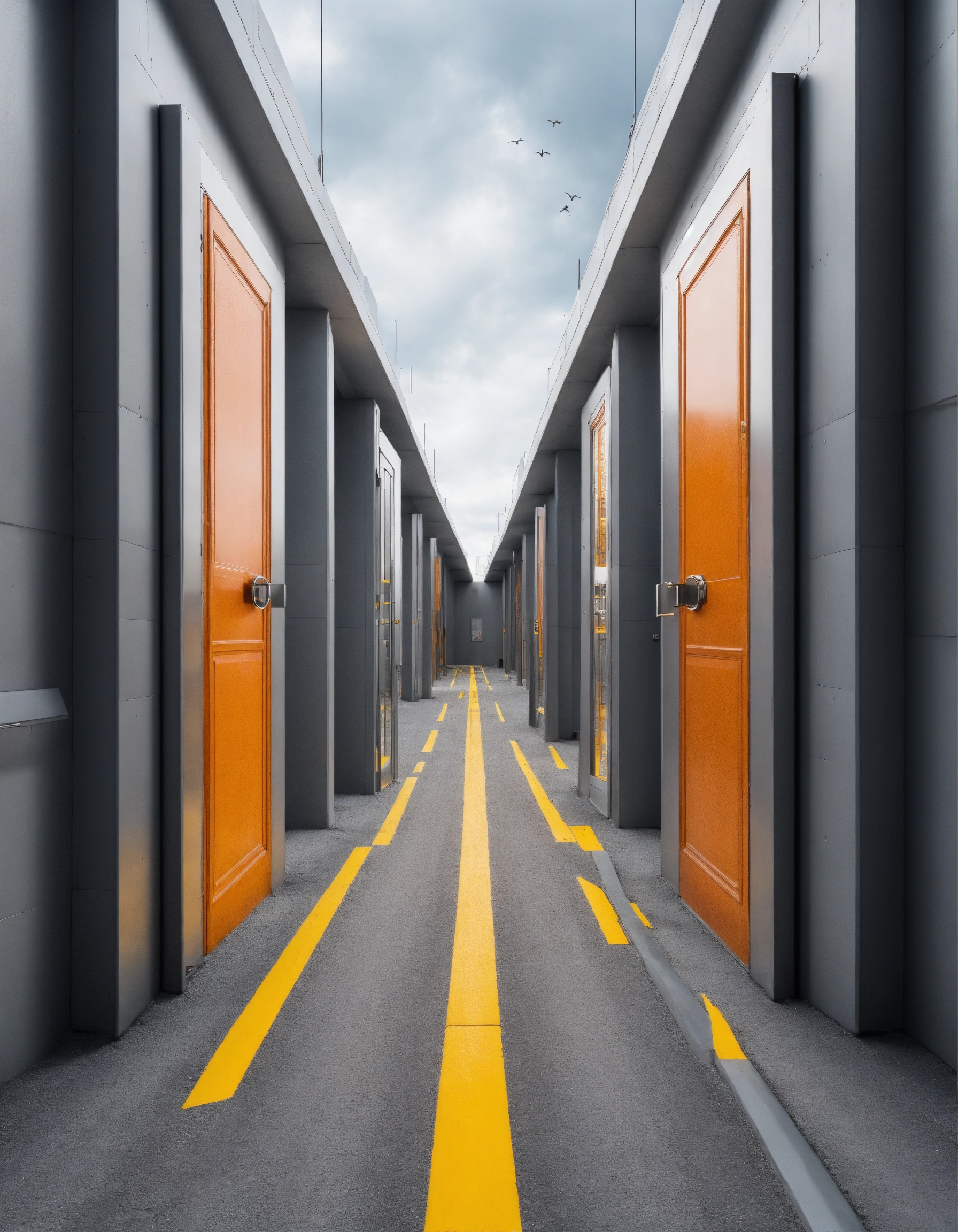 Lexica - A road stretching into the distance with many doors. each door ...