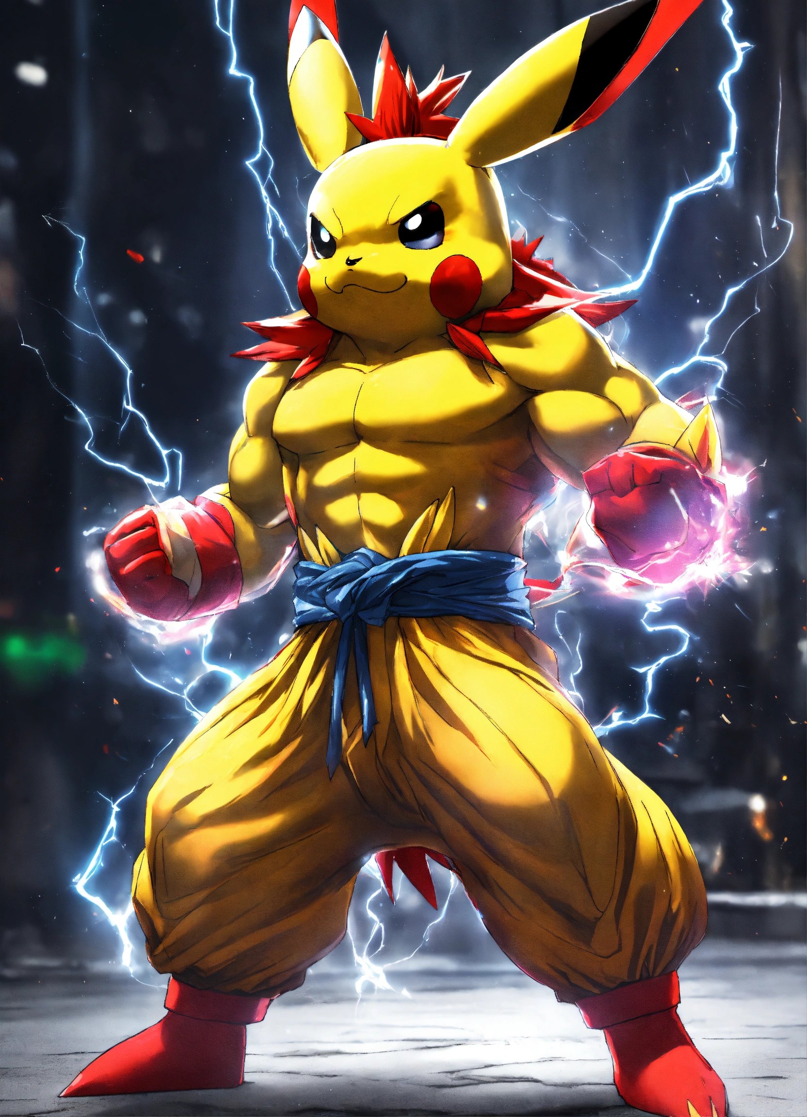 Lexica - Photo réaliste pikachu fusion gogeta ssj4