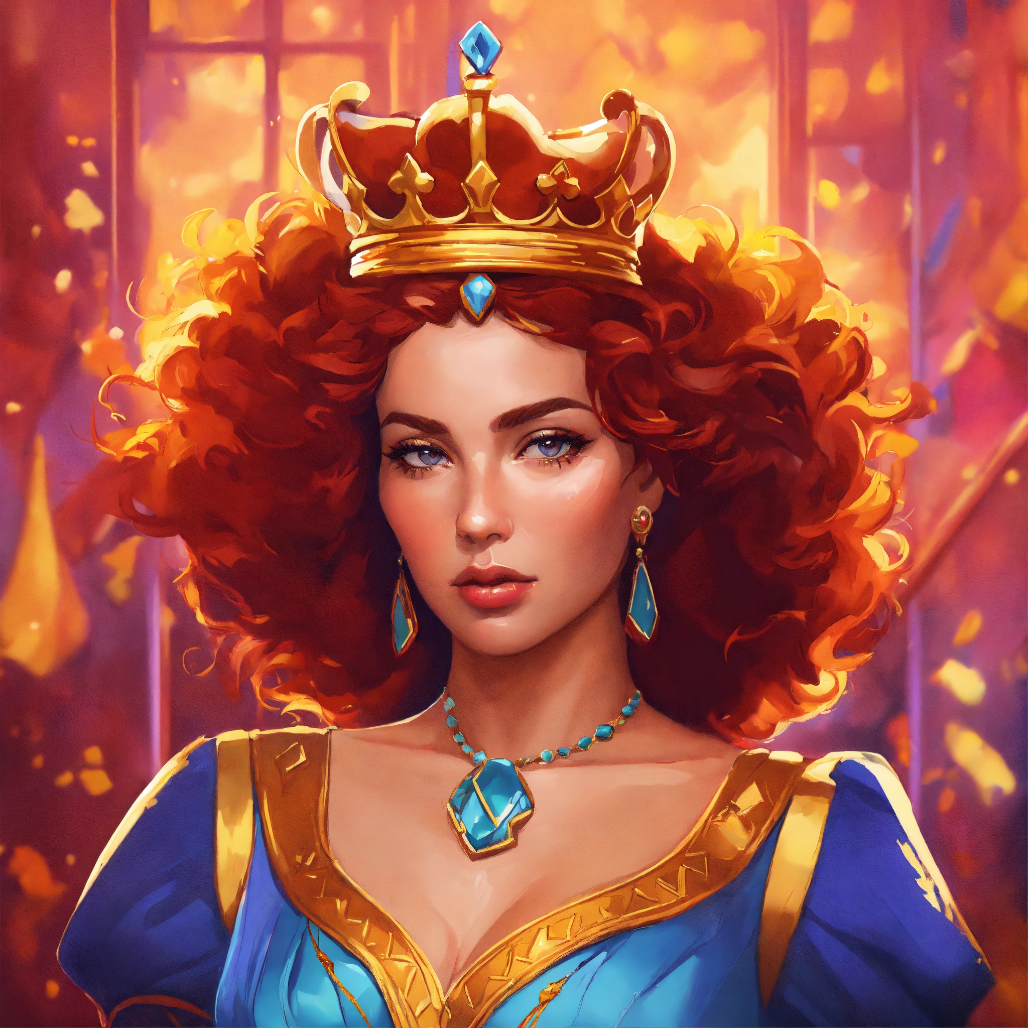 Lexica - Queen, realistic cartoon oil paint, 2D illustration style ...