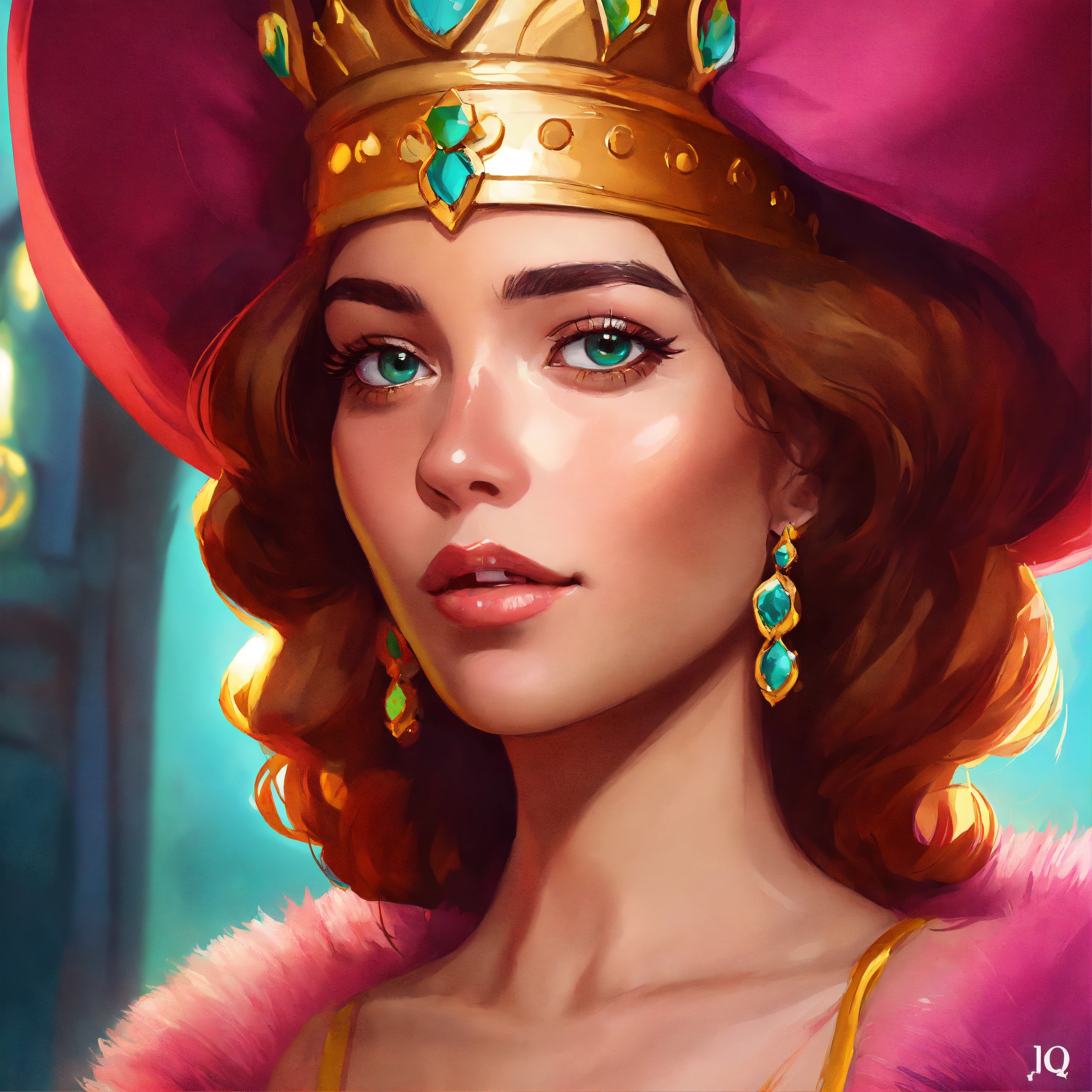 Lexica - Queen, realistic cartoon oil paint, 2D illustration style ...