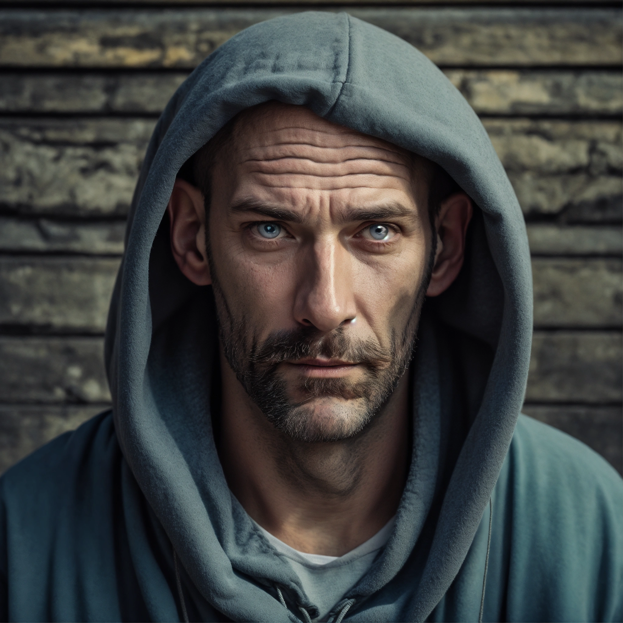 Lexica - A GIANT HOMELESS MAN WITH BALD HEAD, DROOPY FACE, NO MUSTACHE ...