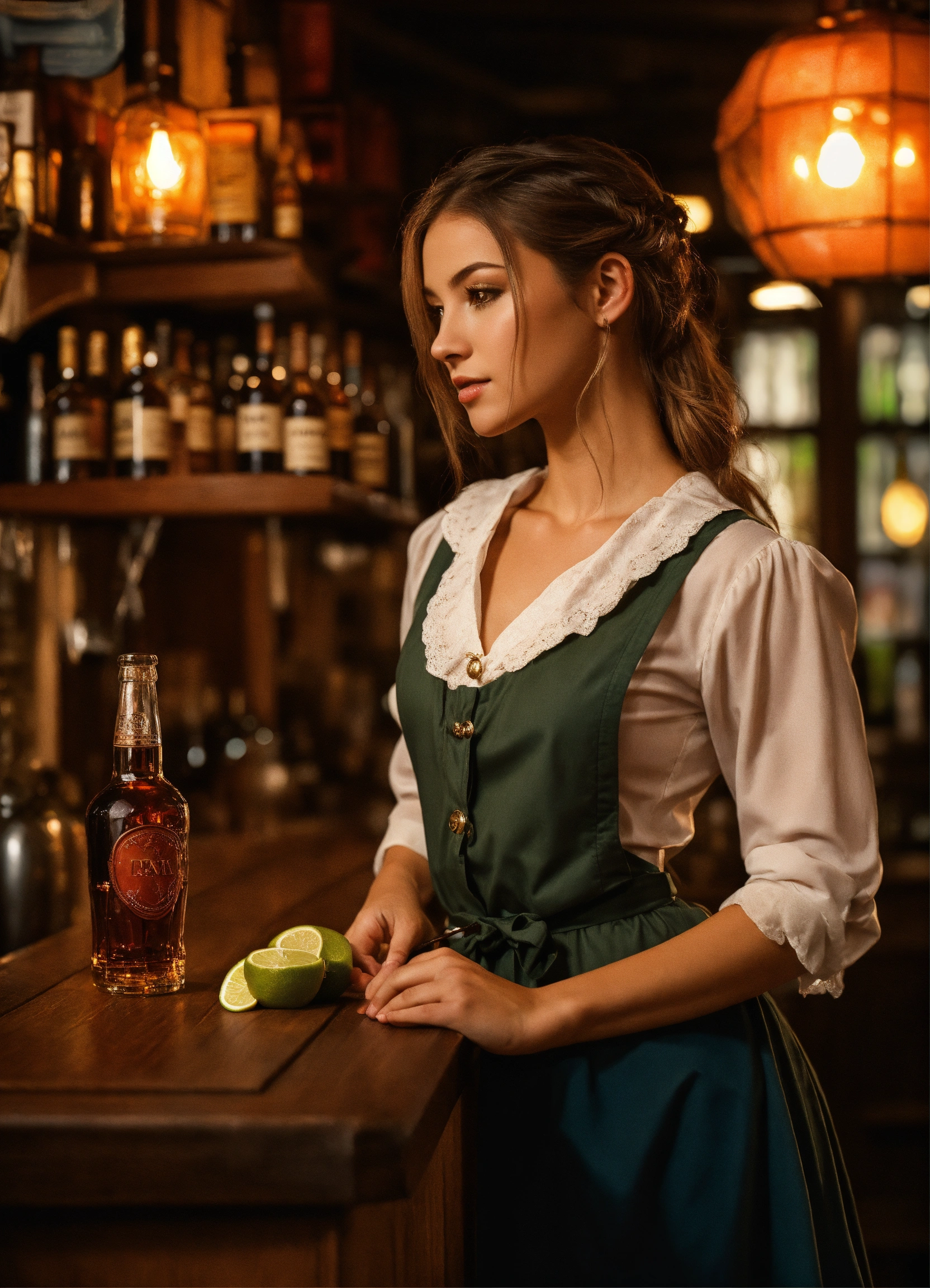 Lexica - Girl bartender in tavern as a romantic fiction book cover
