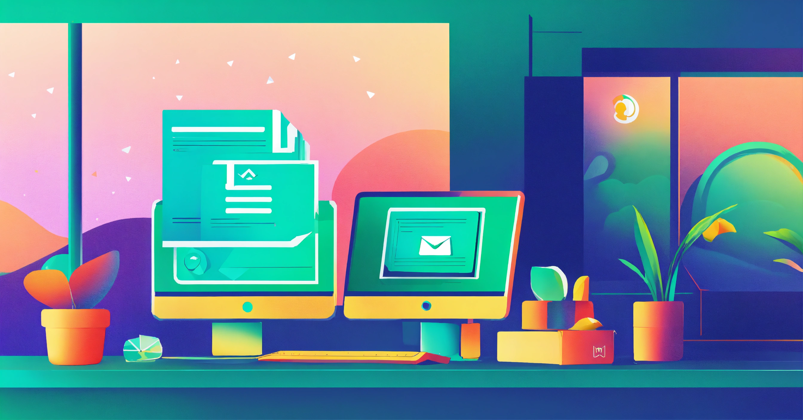 Lexica - Email. mail. simple flat gradient illustration. jade