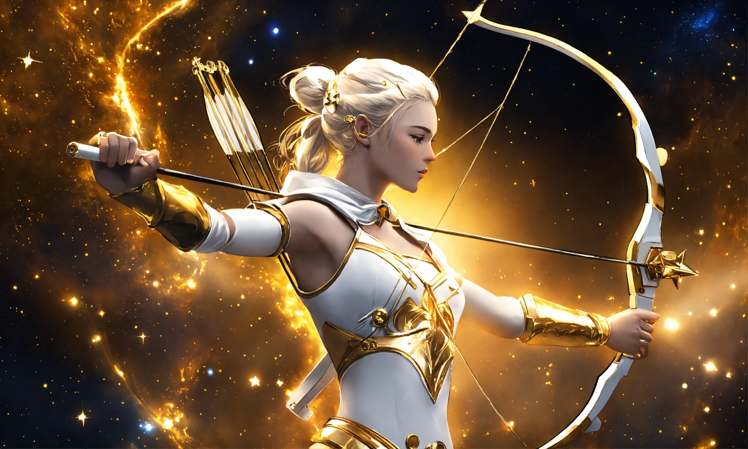 Lexica - Gold and white archer, zodiac sign, white, gold, universe ...