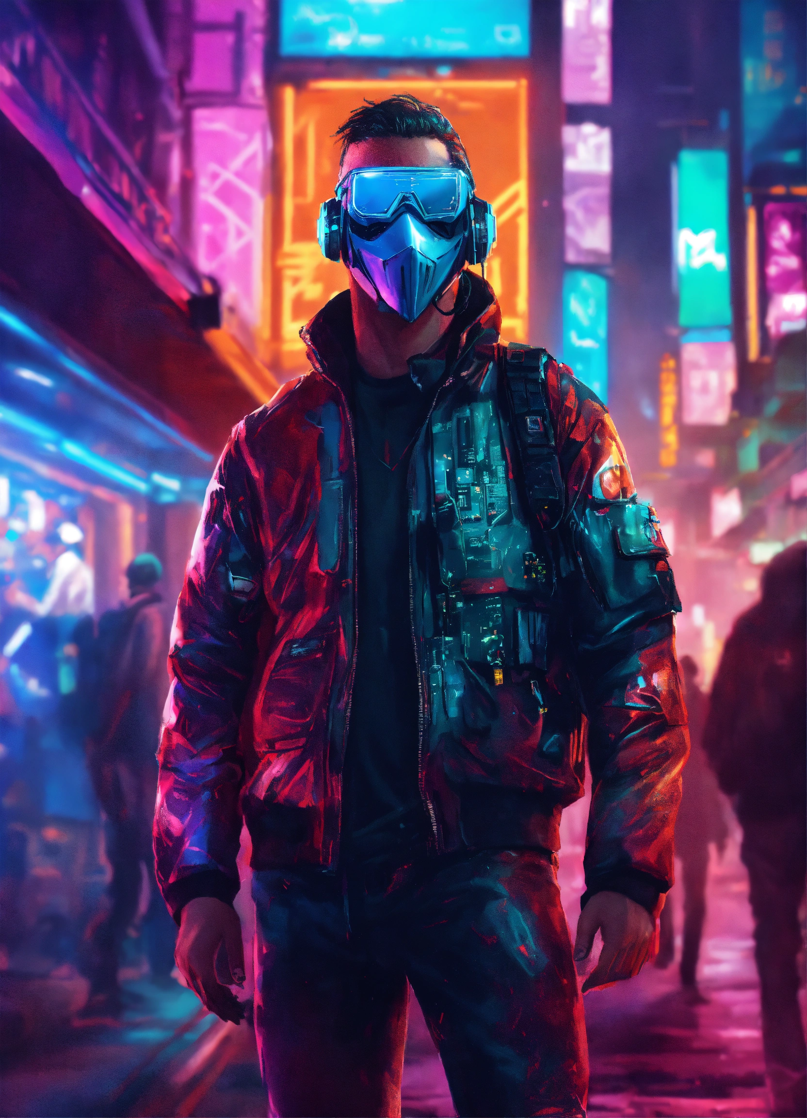 Lexica - Australian cyberpunk in gritty with mask at a masquerade hip ...