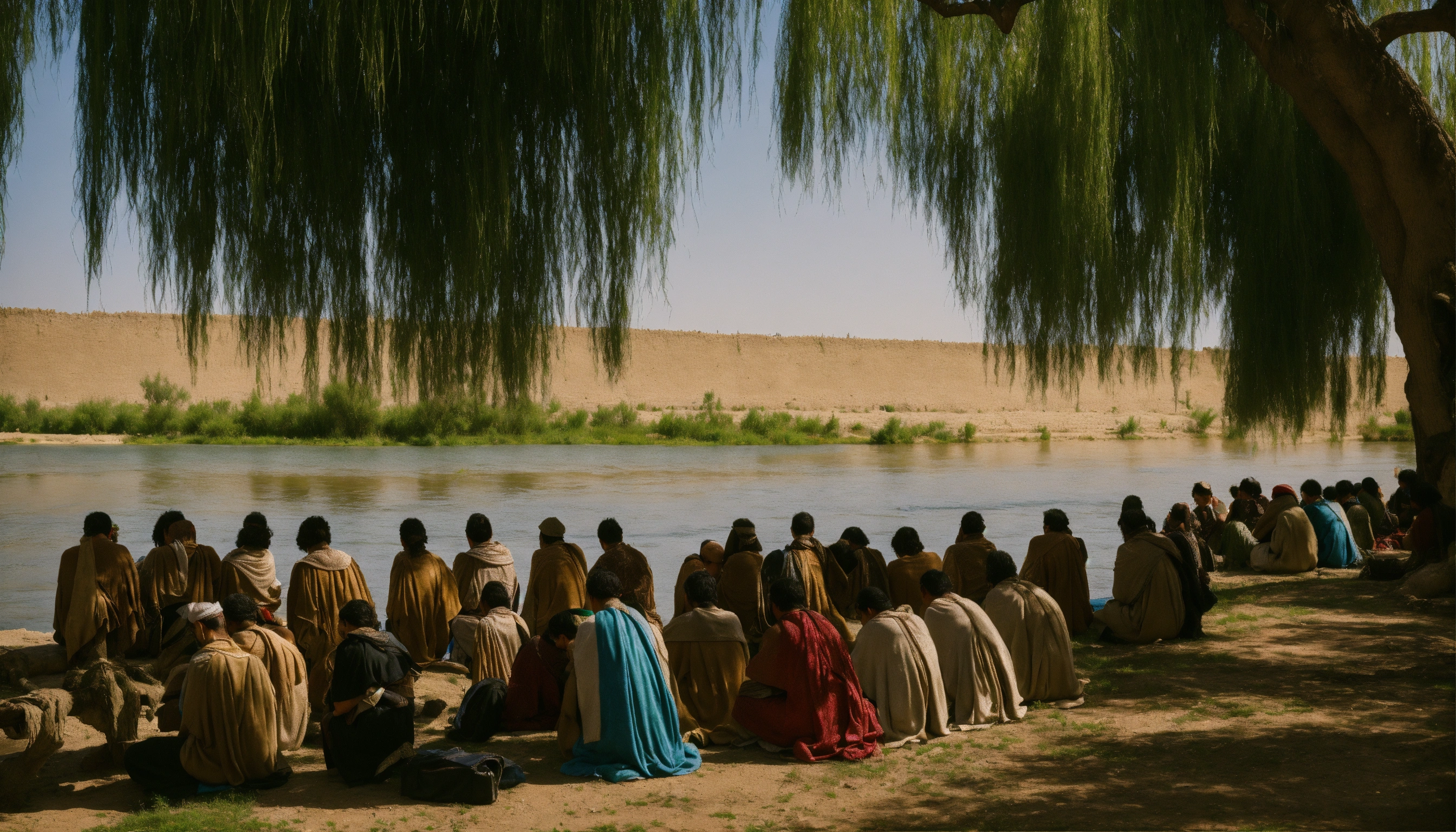 Lexica - Israelites with sobbing expressions sit and weep under willow ...
