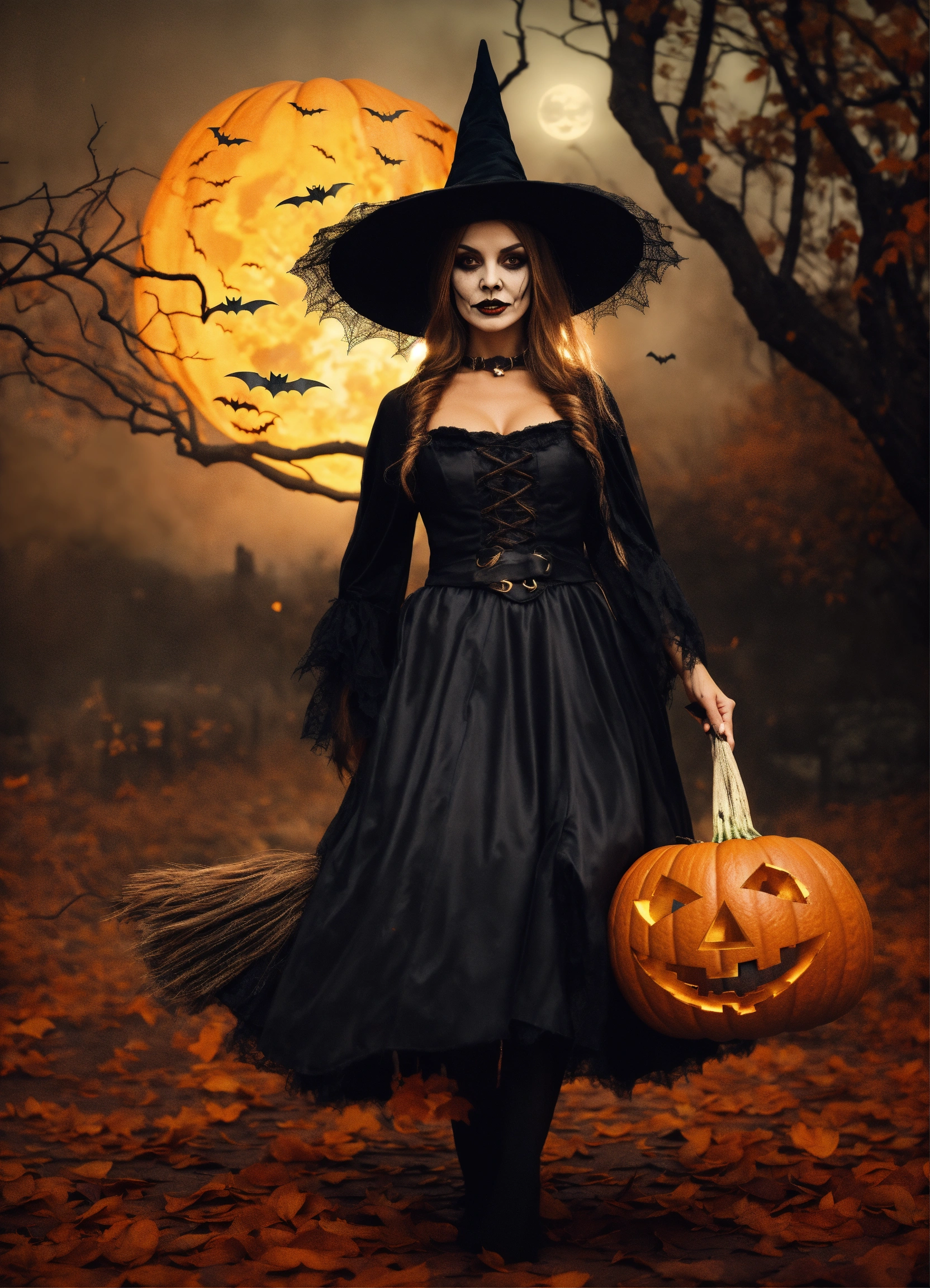 Lexica - Halloween scary witch,4k,