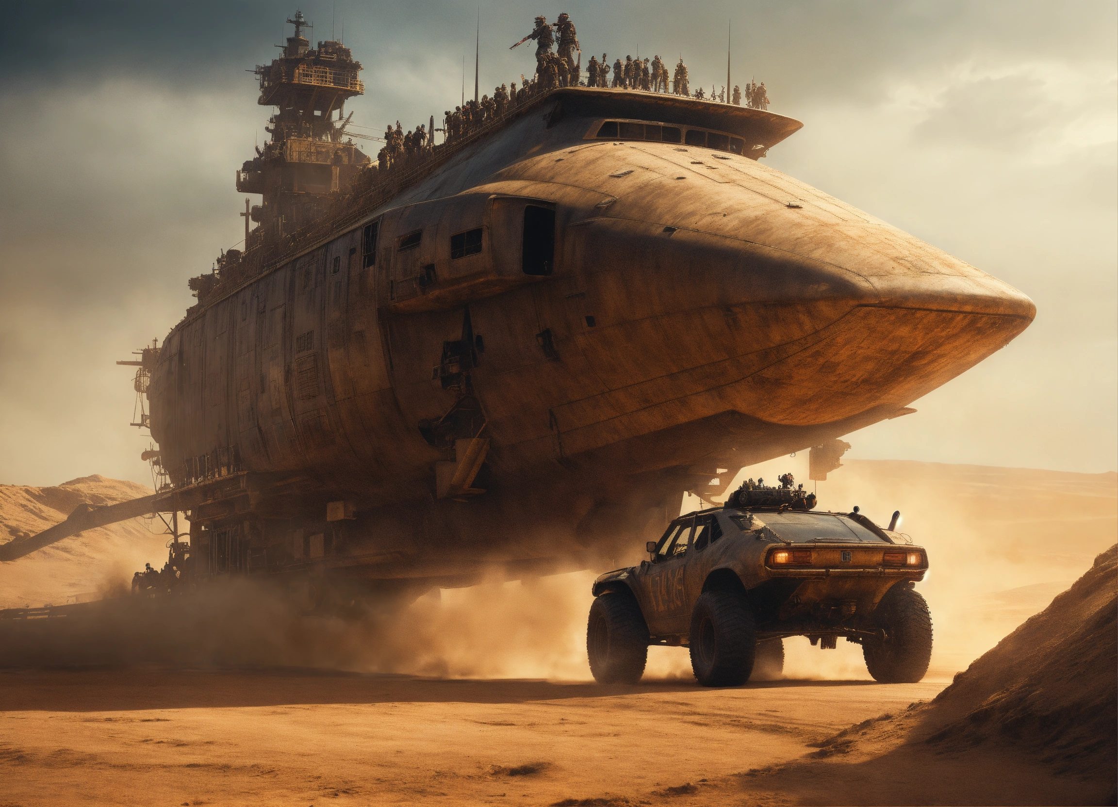 Lexica - Mad Max vehicles and special forces driving onto massive ...