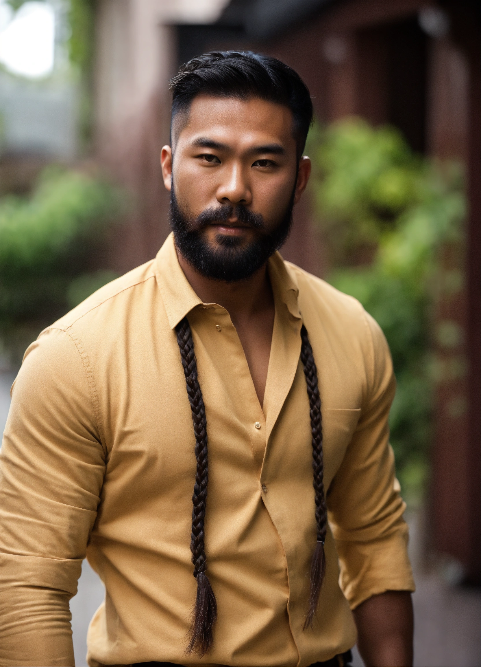 Lexica - Dark-skin Asian man in his late 30s Broad muscular build Well ...