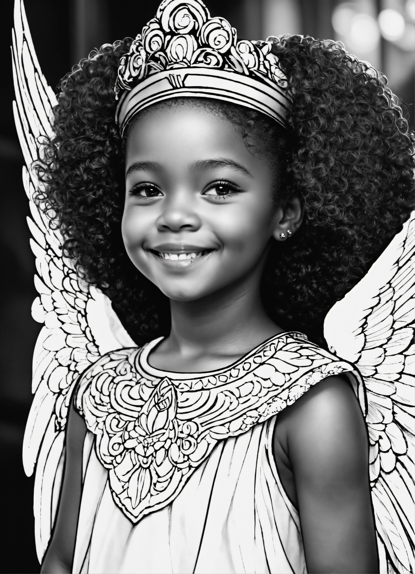 Lexica - Black and white coloring pages of young african american girl ...