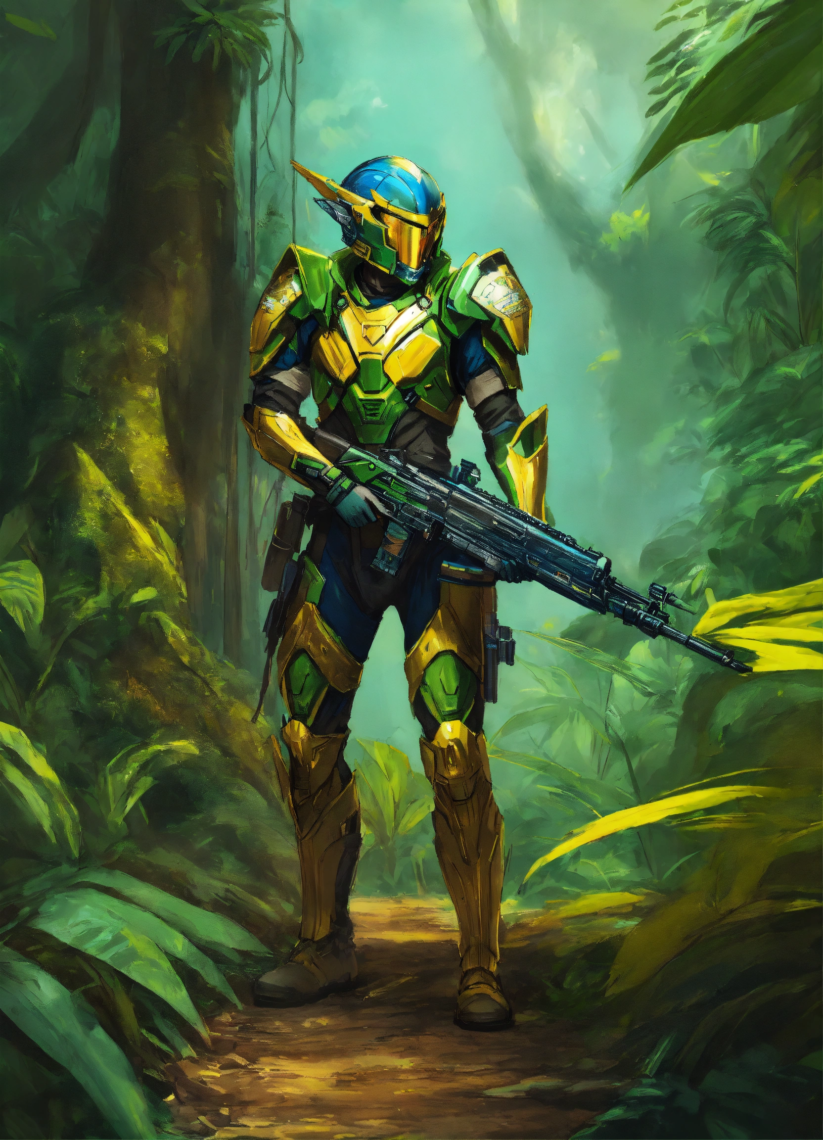 Lexica - Epic drawing of a full body of a high elf sci fi soldier ...