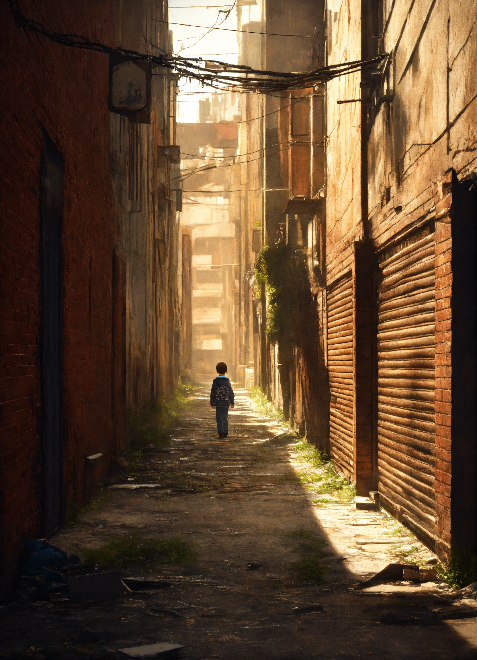 Lexica - Grudge child, realistic, abandoned alley