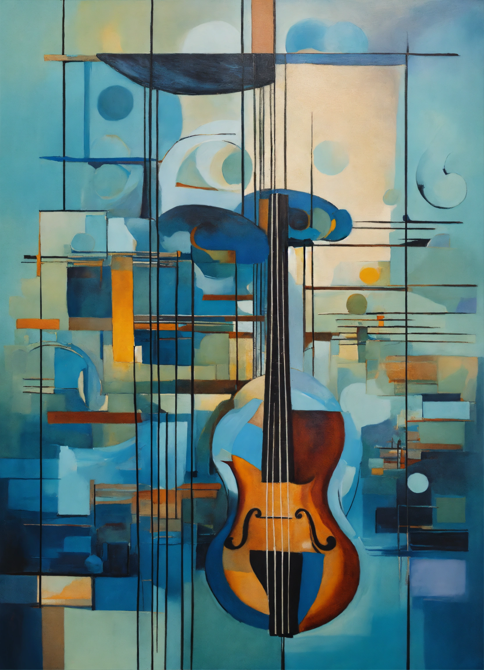 Lexica - Abstract oil painting with personification of music in a cool ...