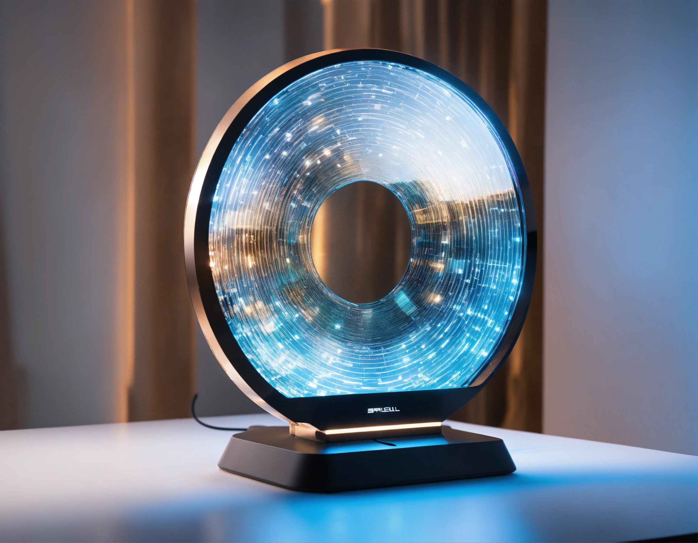 Lexica - Thin glass circle, seen from a side angle with a rotated ...