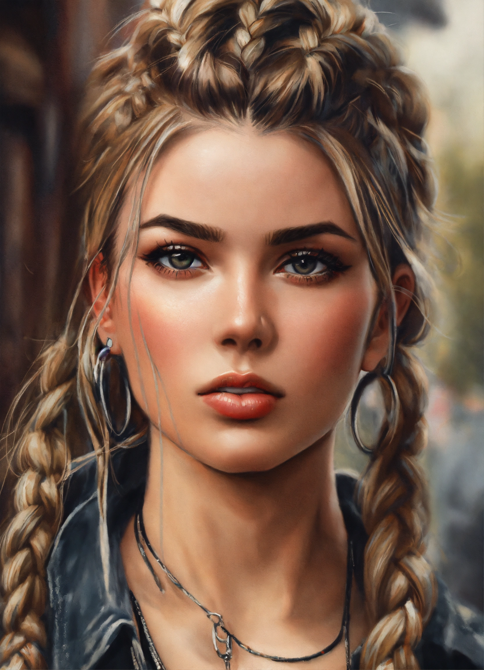 Lexica - Portrait realistic from Shania Beckett, braids grunge punk ...