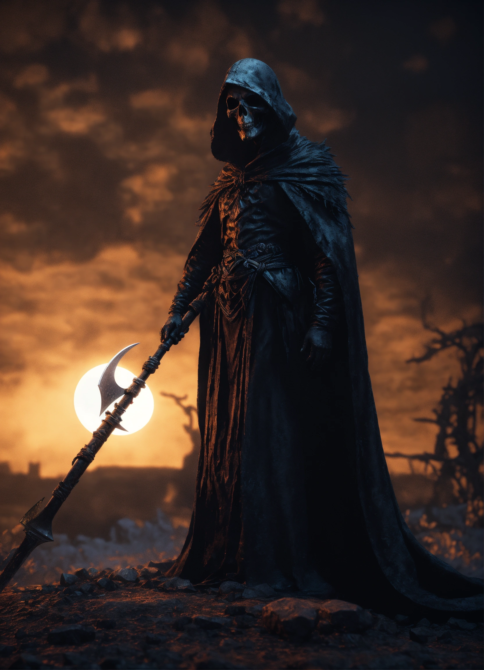 Lexica - "3D Render of Death Facing Forward, Clutching Its Scythe ...