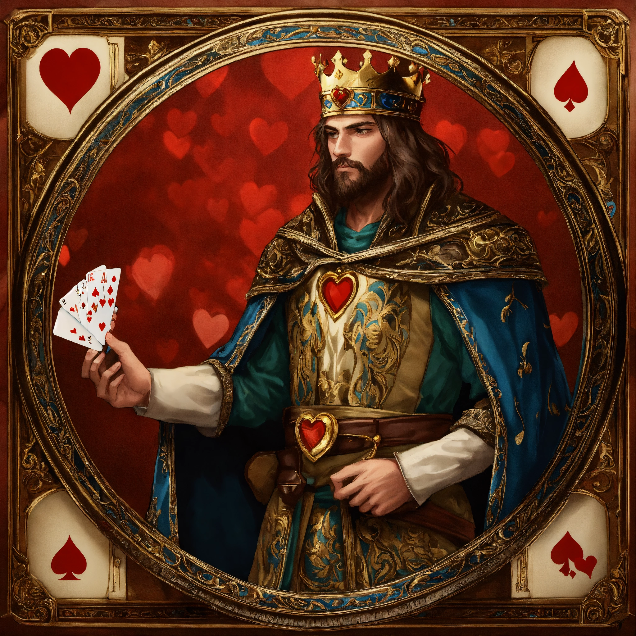 Lexica - Medieval fantasy king with a fancy robe holding a deck of ...
