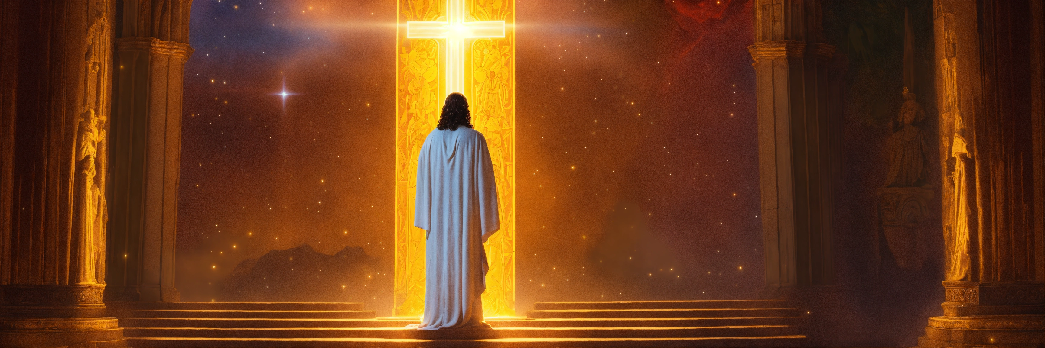 Lexica - Experience the divine presence as you kneel before a glowing ...