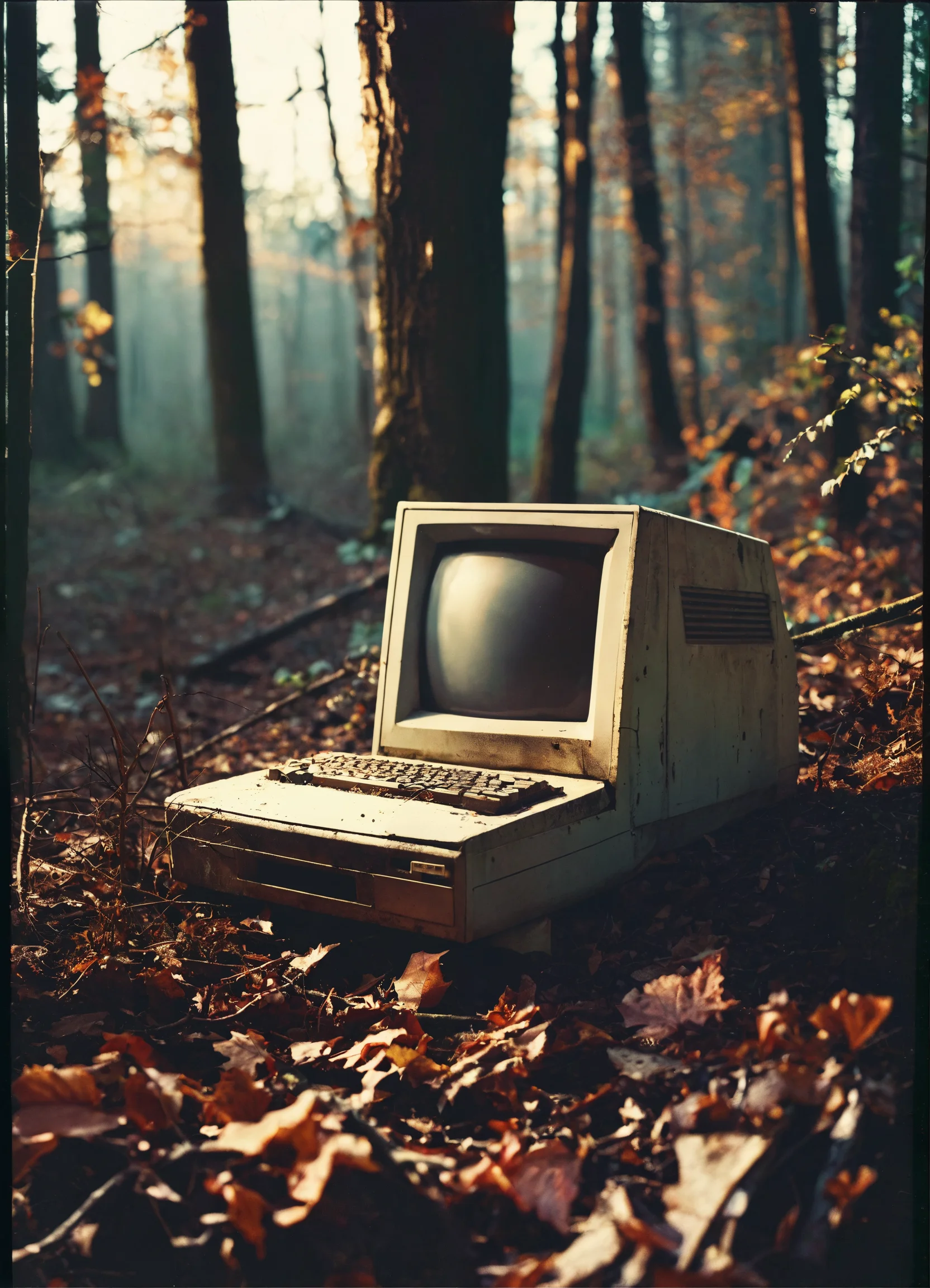 Lexica - Retro Macintosh desktop computer abandoned in the woods ...