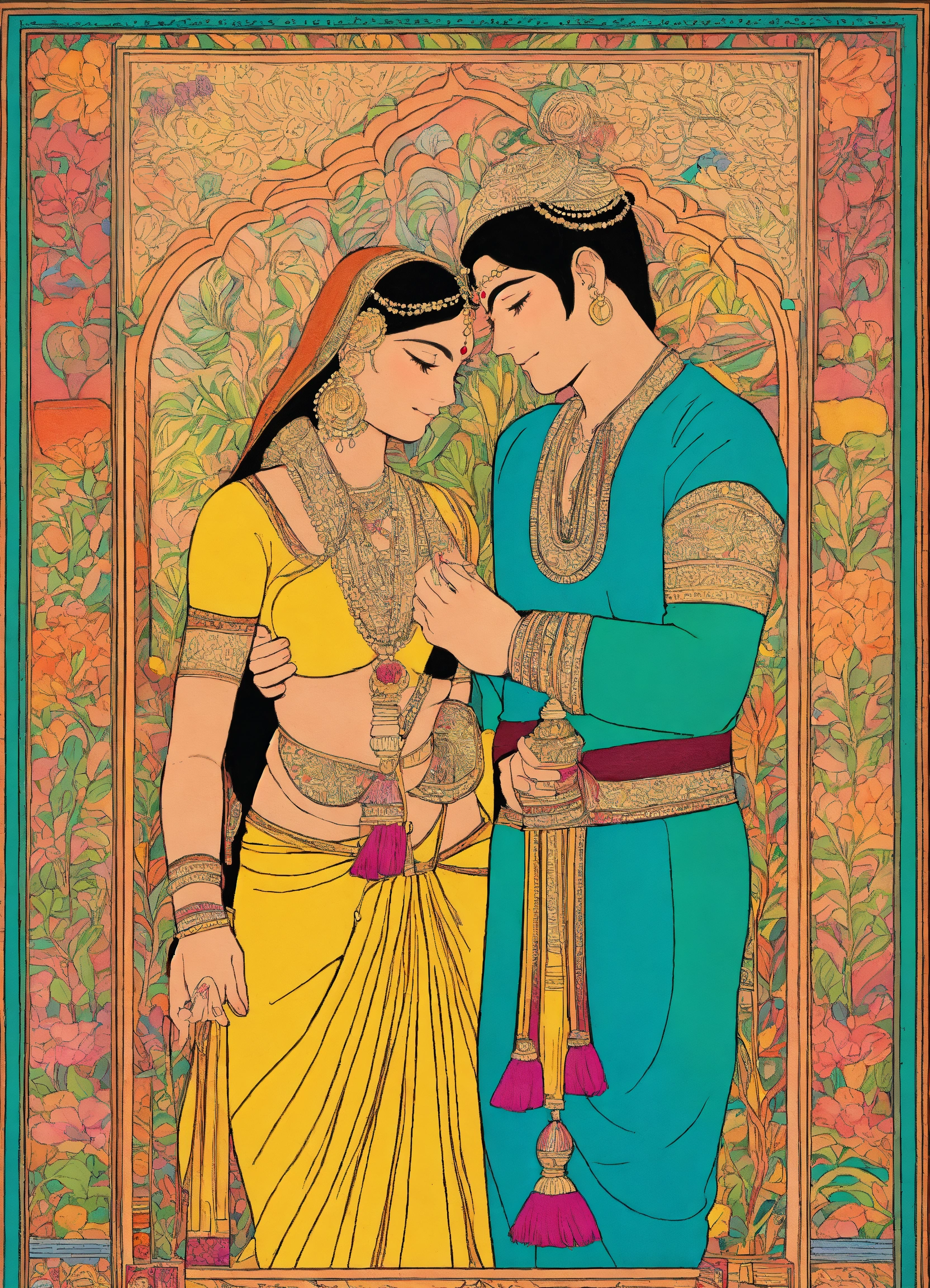 Lexica - Traditional indian art drawing the nature of Love. Line ...