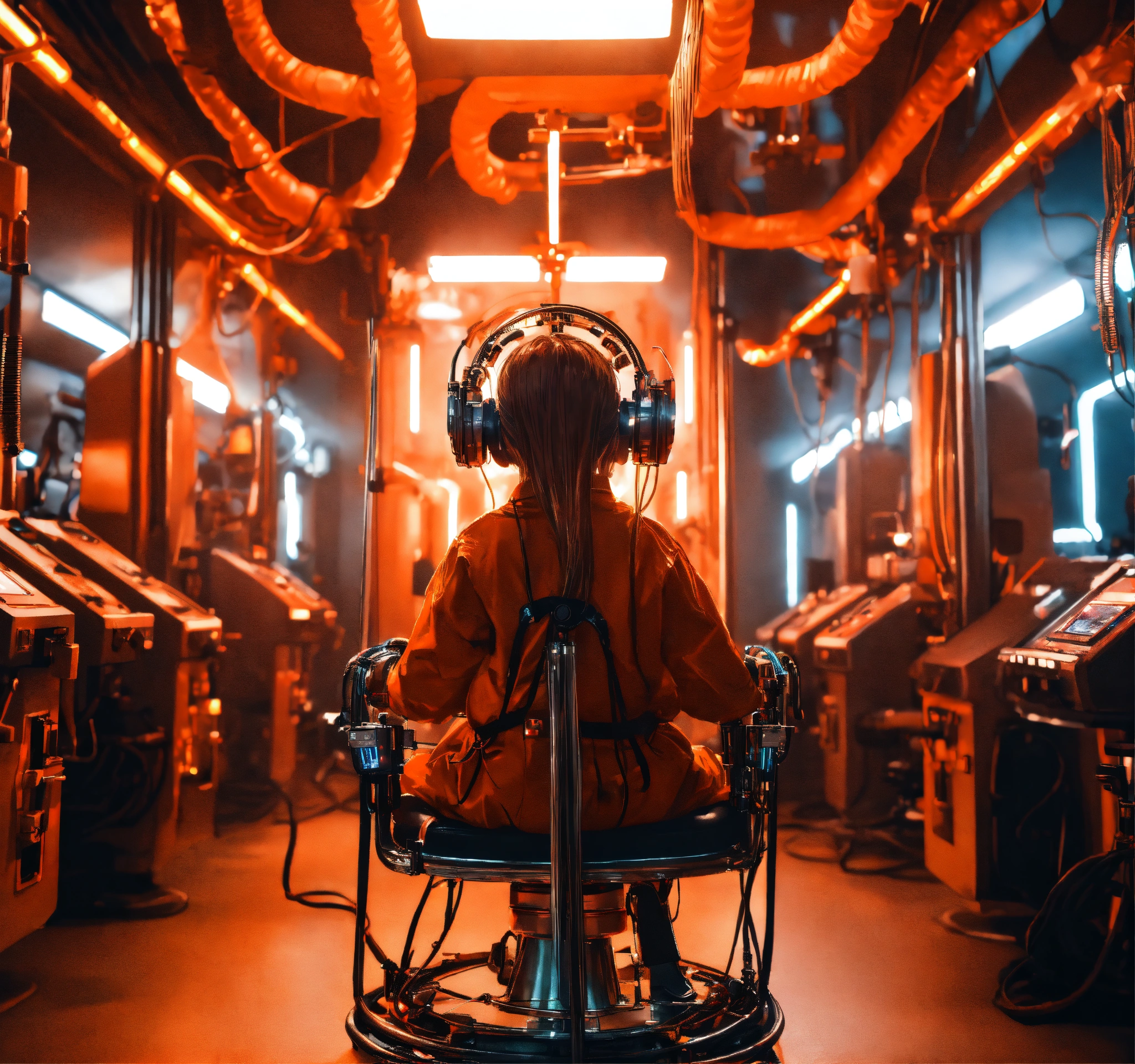 Lexica - Little girl in futuristic orange jumpsuit is screaming ...