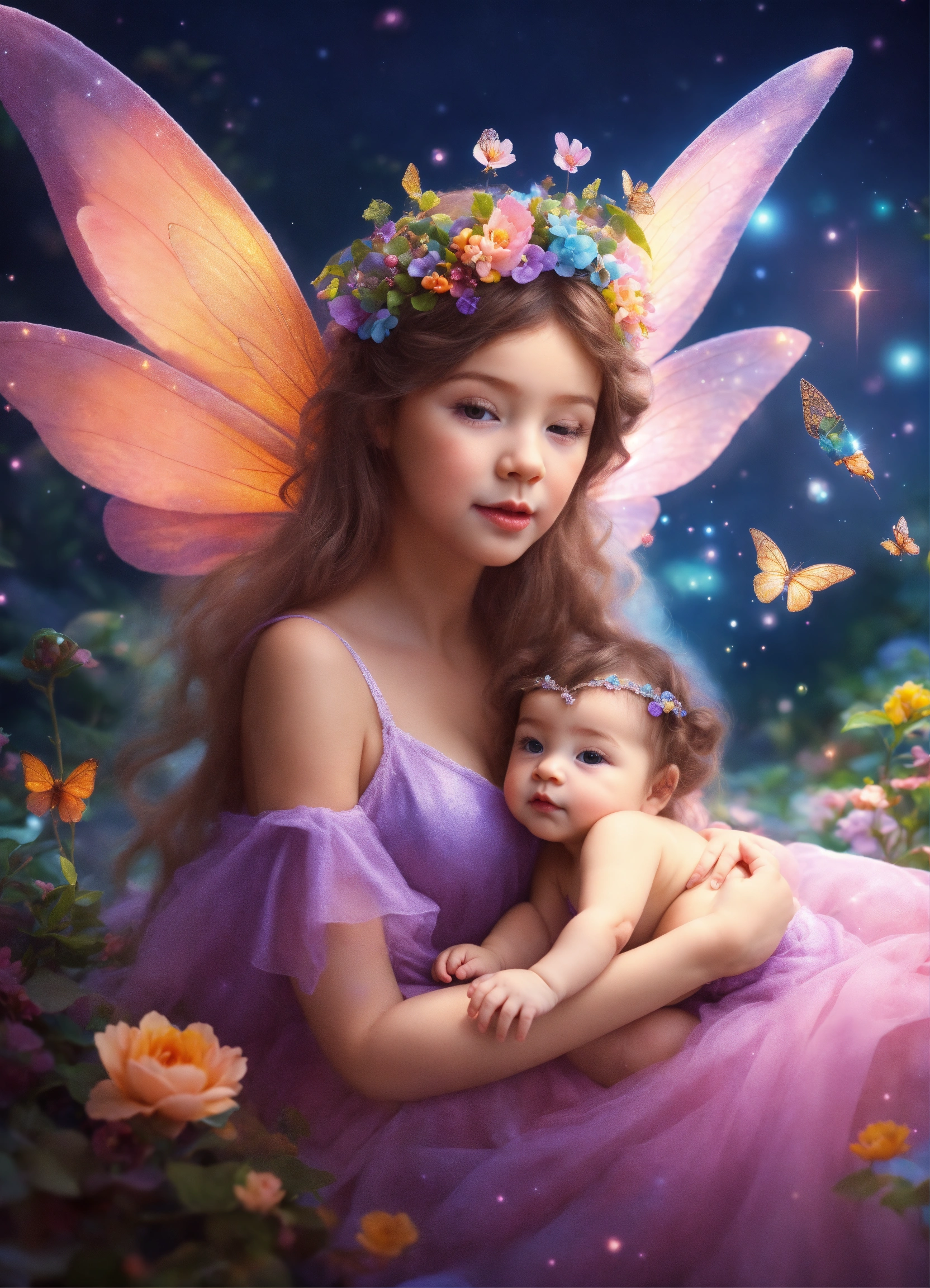 Lexica - Cute and adorable fairy baby and mother fantasy, dreamlike ...
